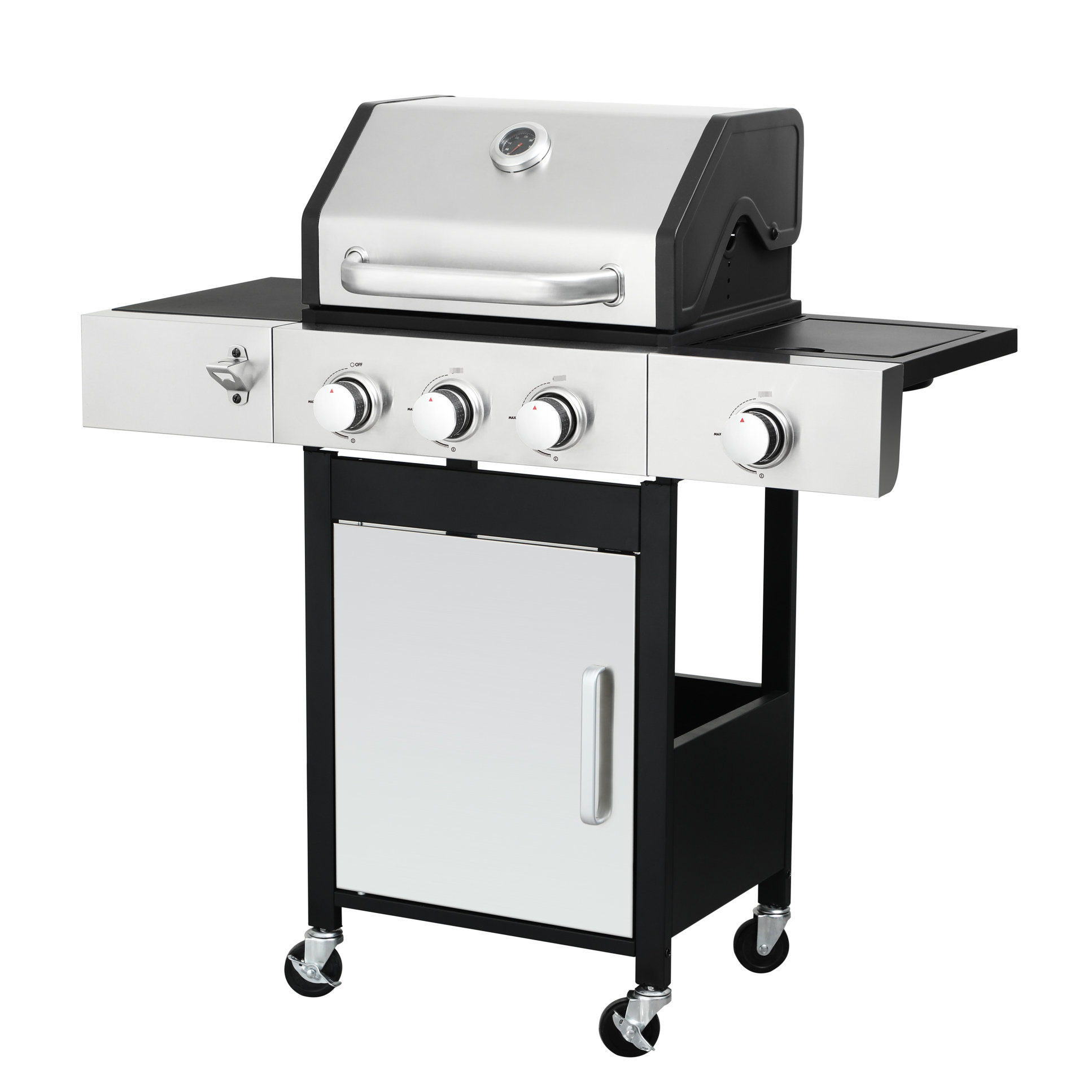 DuskDreams Stainless Steel Bbq With 3 Burners, Side Burner And High ...