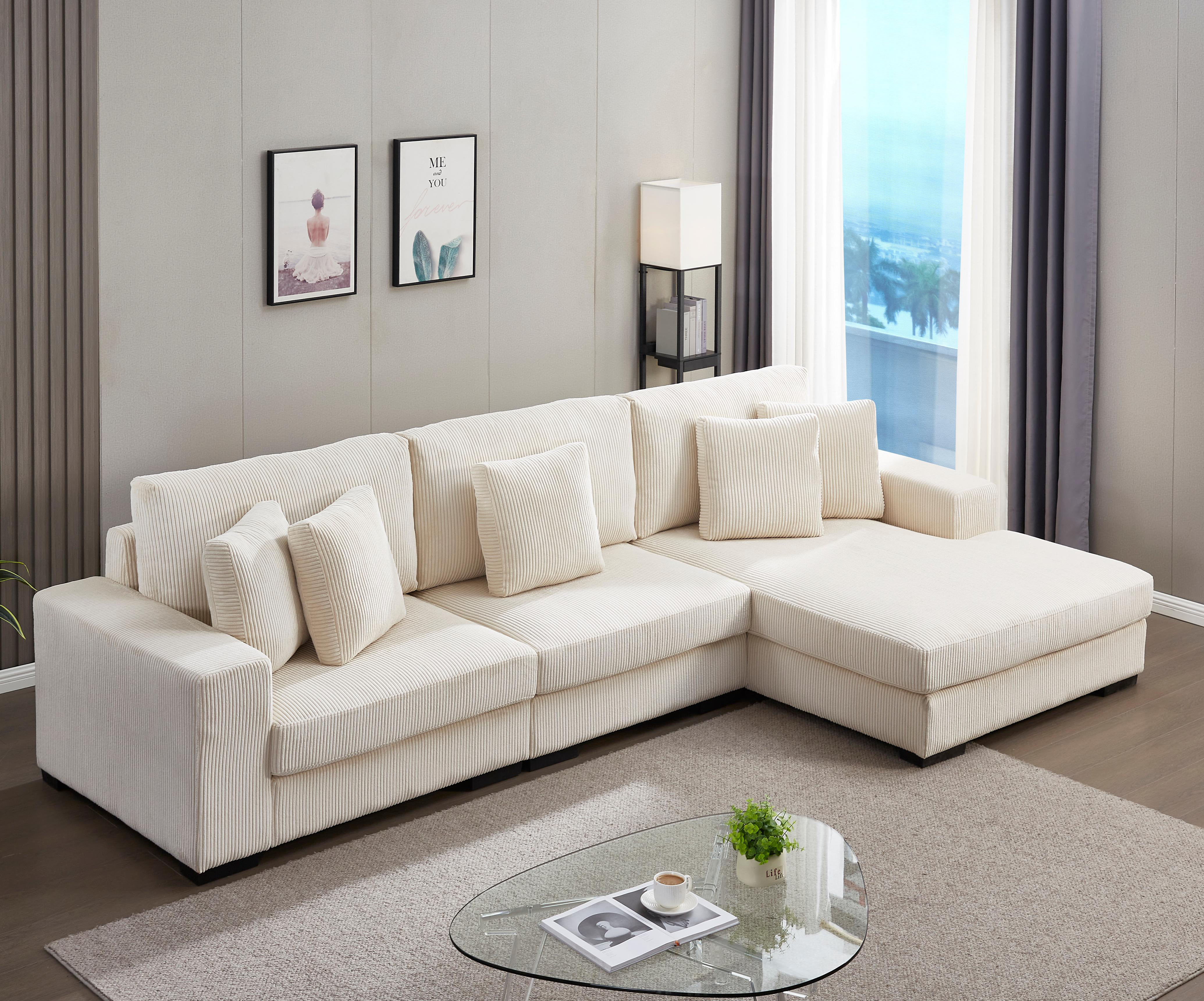 Ebern Designs L-Shaped Reversible Sectional Sofa Tufted Corner Sofa ...