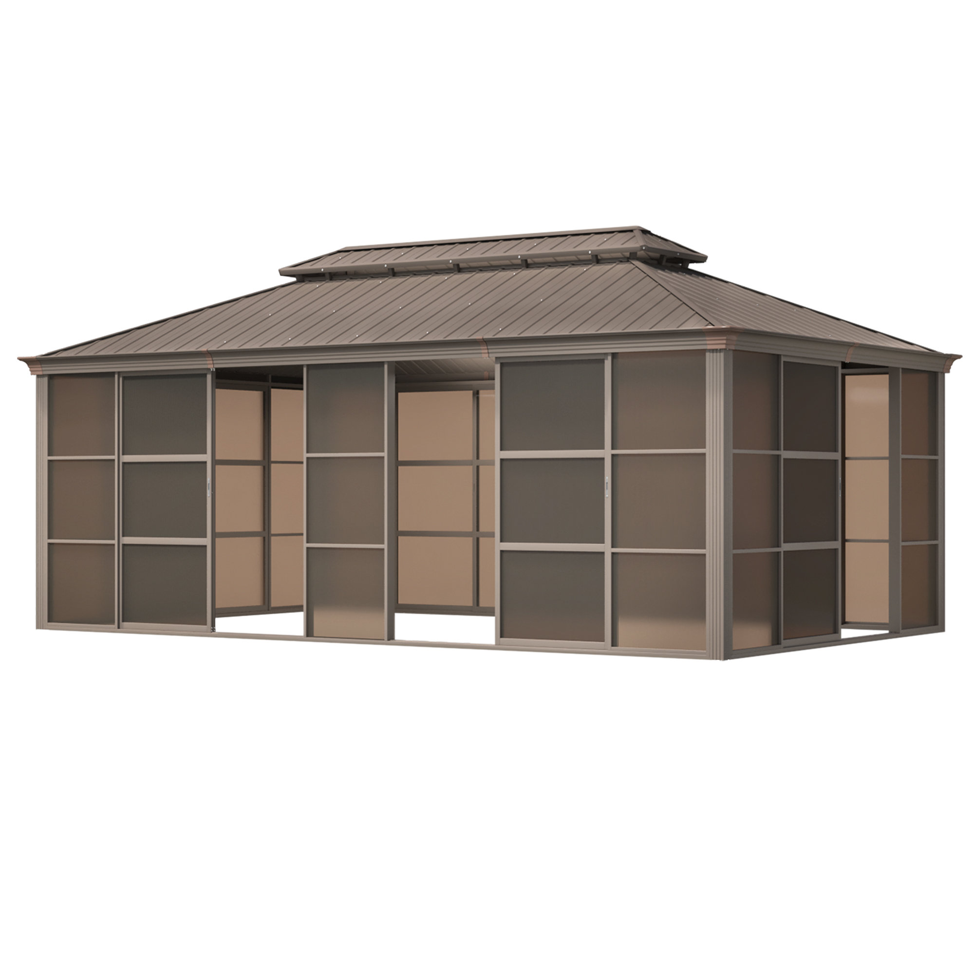 EROMMY 12' X 20' Solarium Sunroom, Outdoor Hardtop Roof Sun Room ...
