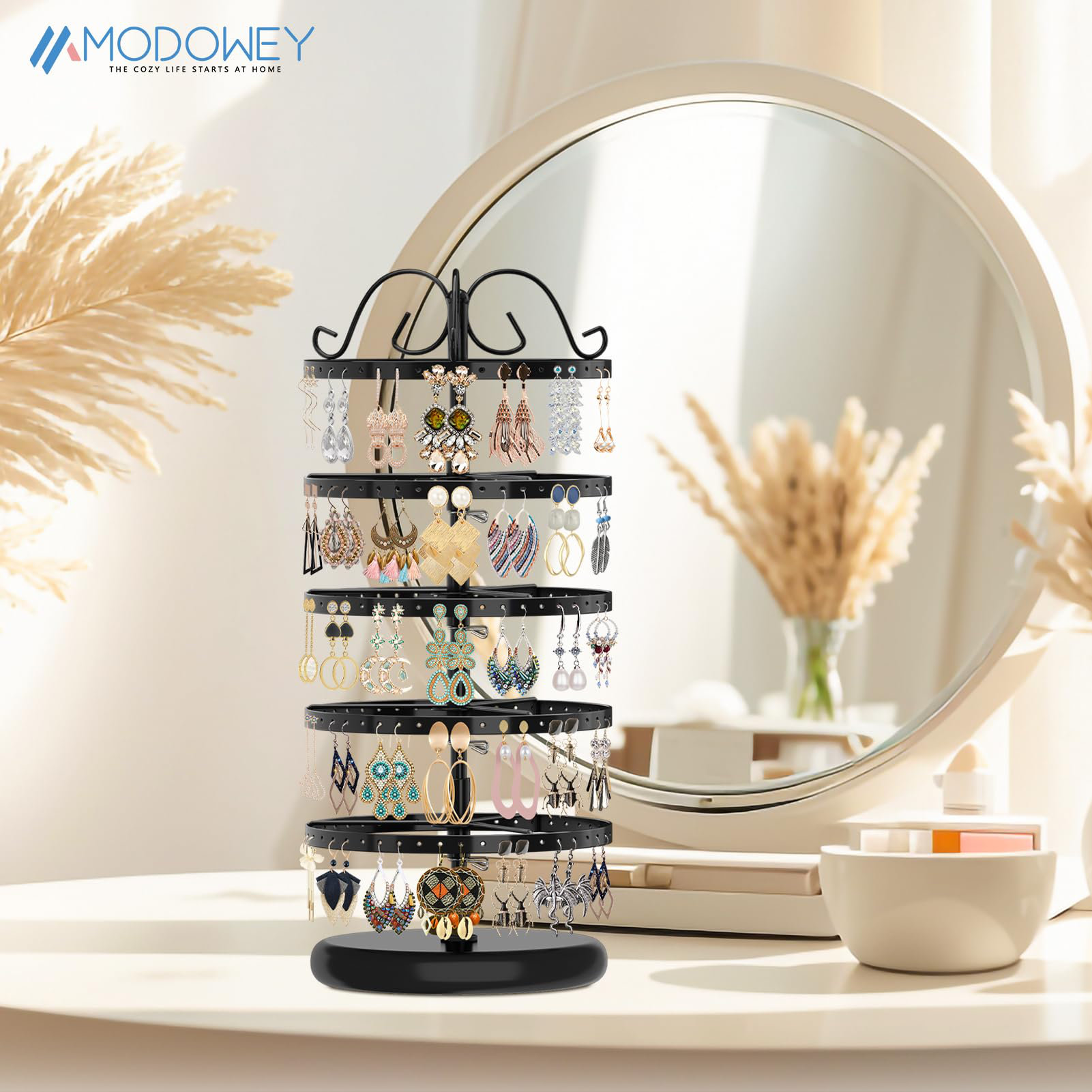 Lark Manor™ 5-Tier Rotating Metal Earring Holder & Organizer - 220 ...