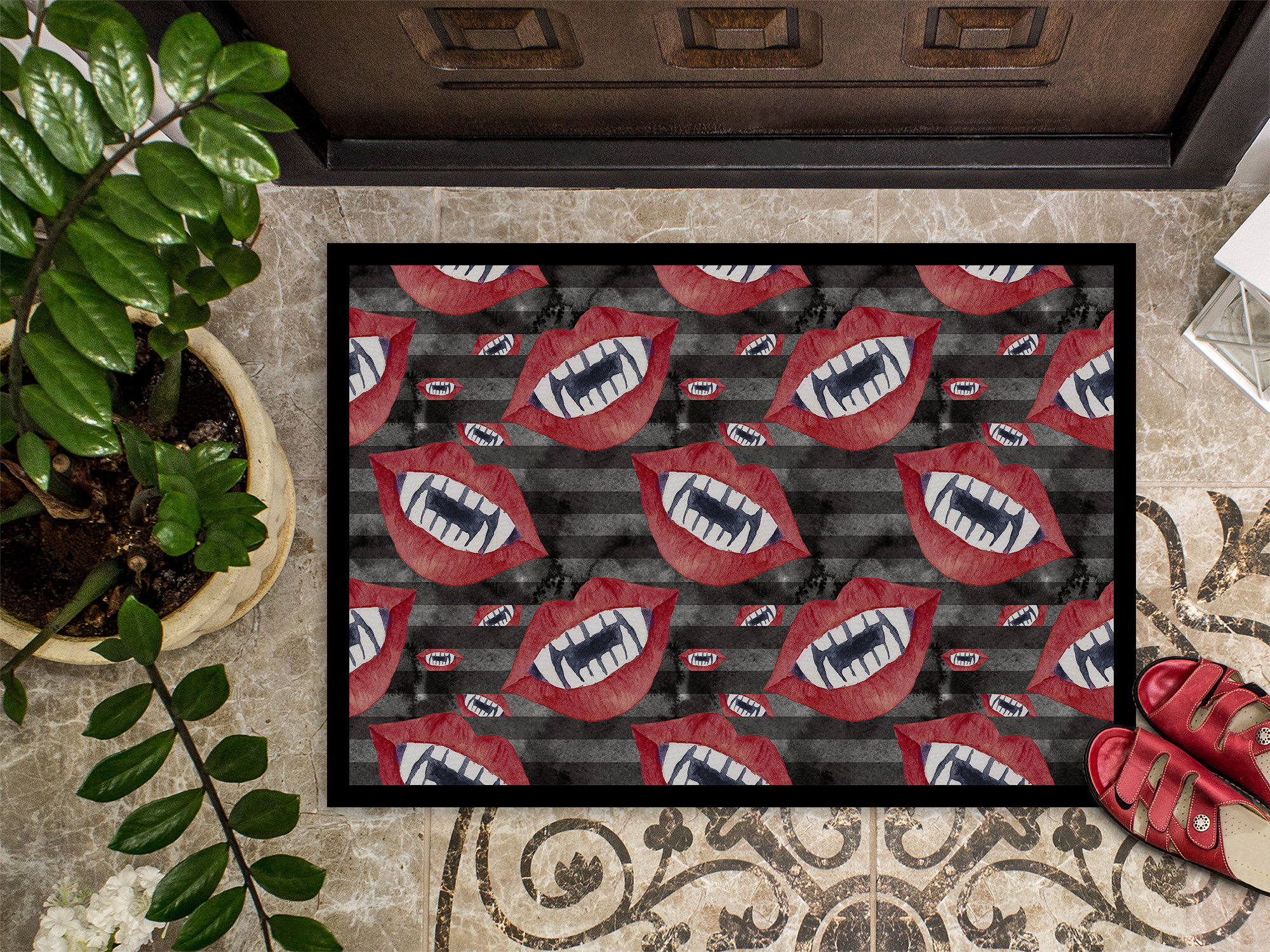 The Holiday Aisle® Adrienn Halloween Vampire Teeth Non-Slip Outdoor ...