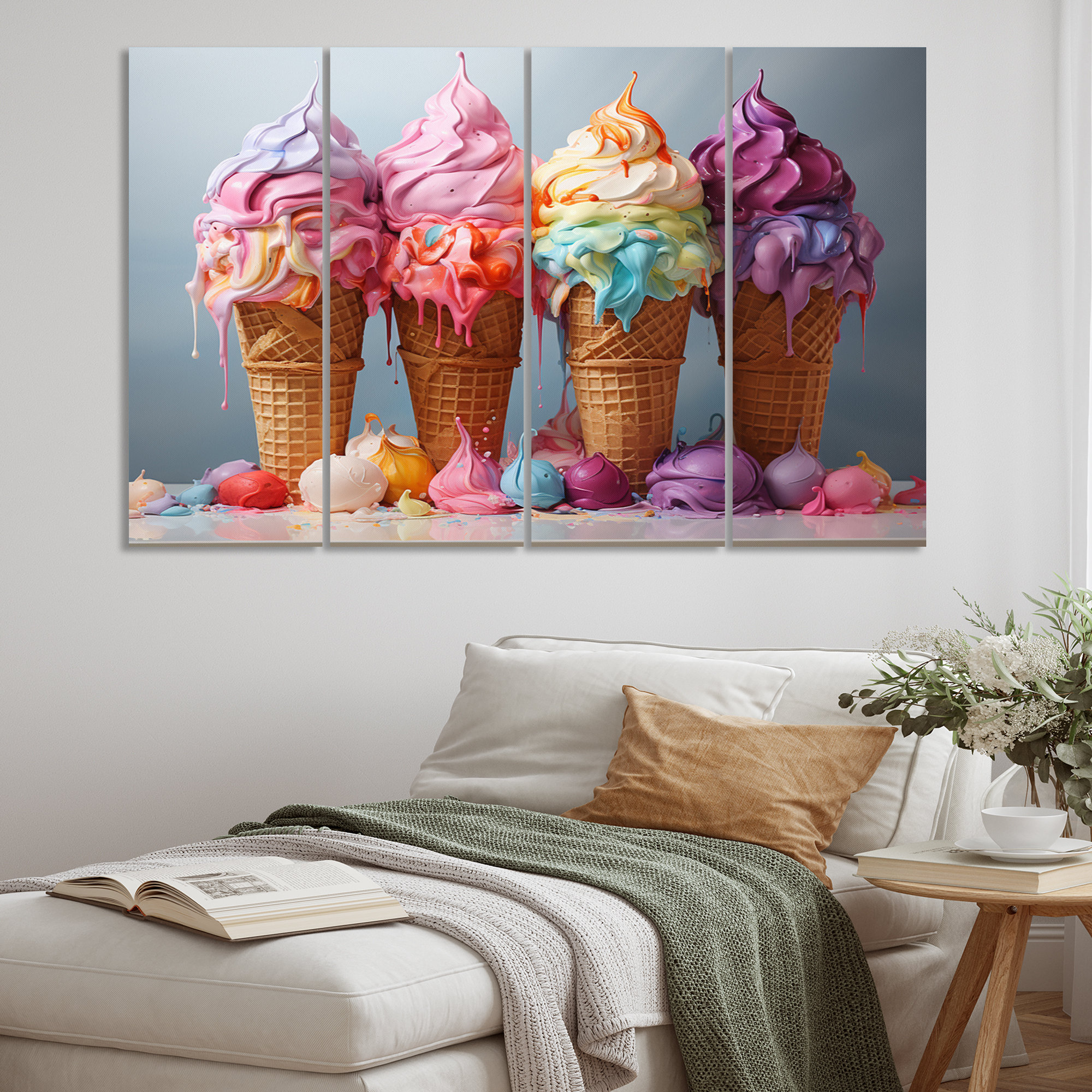 Design Art Food Ice Cream Pointillism II On Metal 4 Pieces Set | Wayfair
