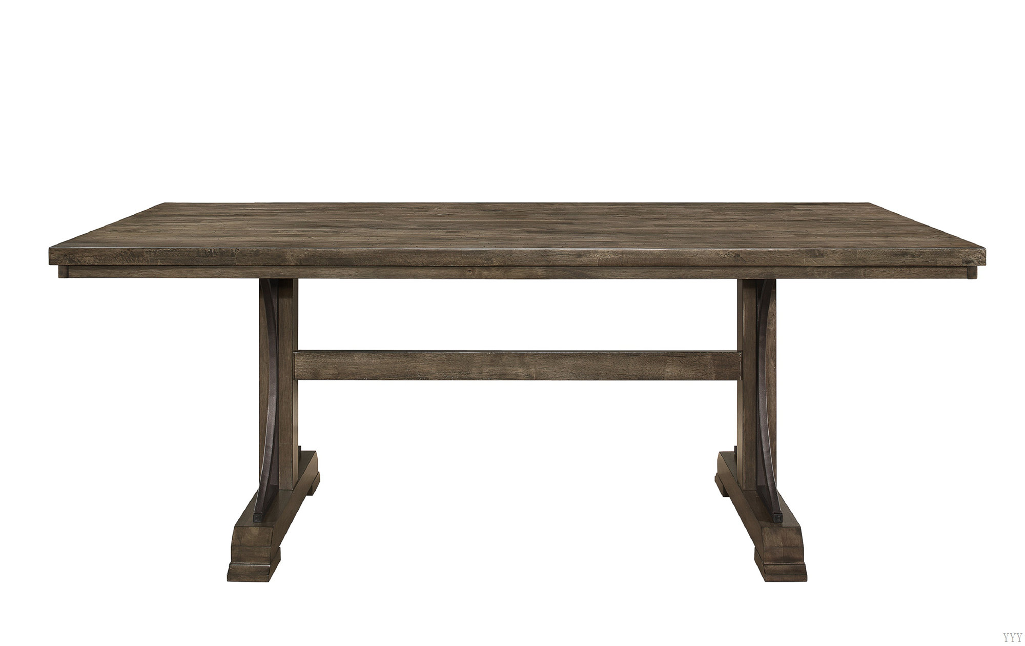17 Stories 1Pc Light Brown Finish Curved Metal Accents Trestle Base ...
