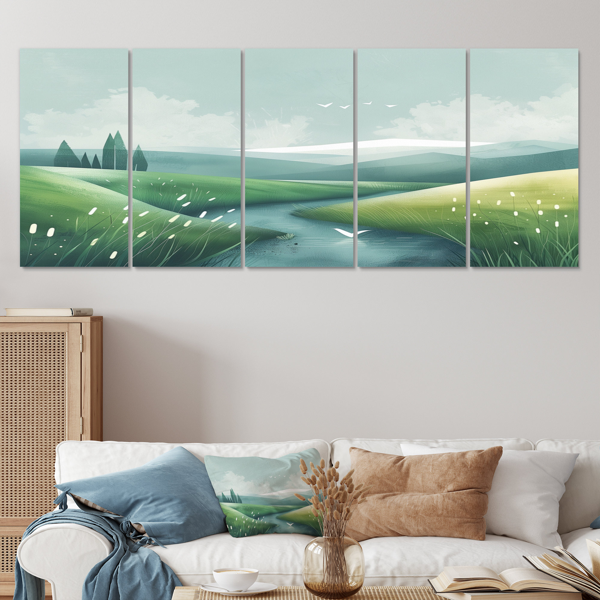 Lark Manor™ Green Grey Pond Meadows In Tuscany I - Farm Wall Art Set ...