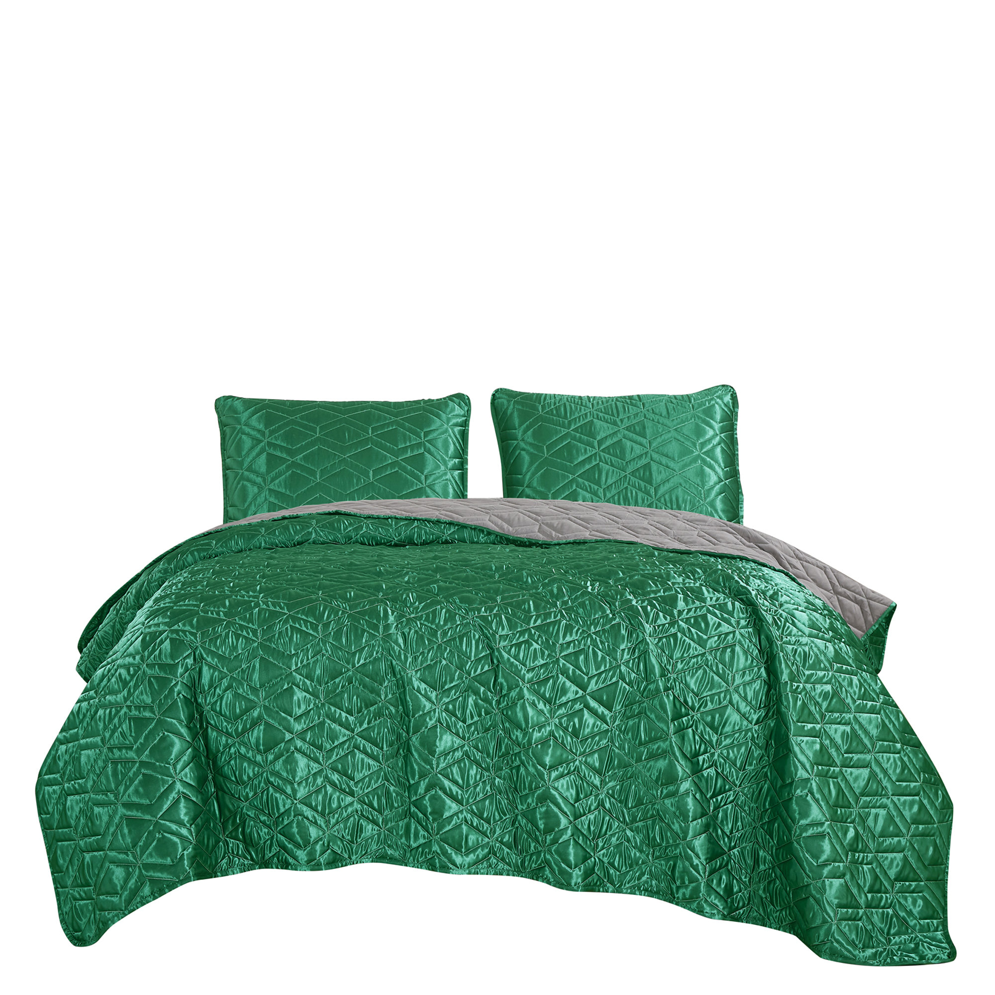 ESCA Ayers Satin 3 Piece Reversible Bedspread | Wayfair