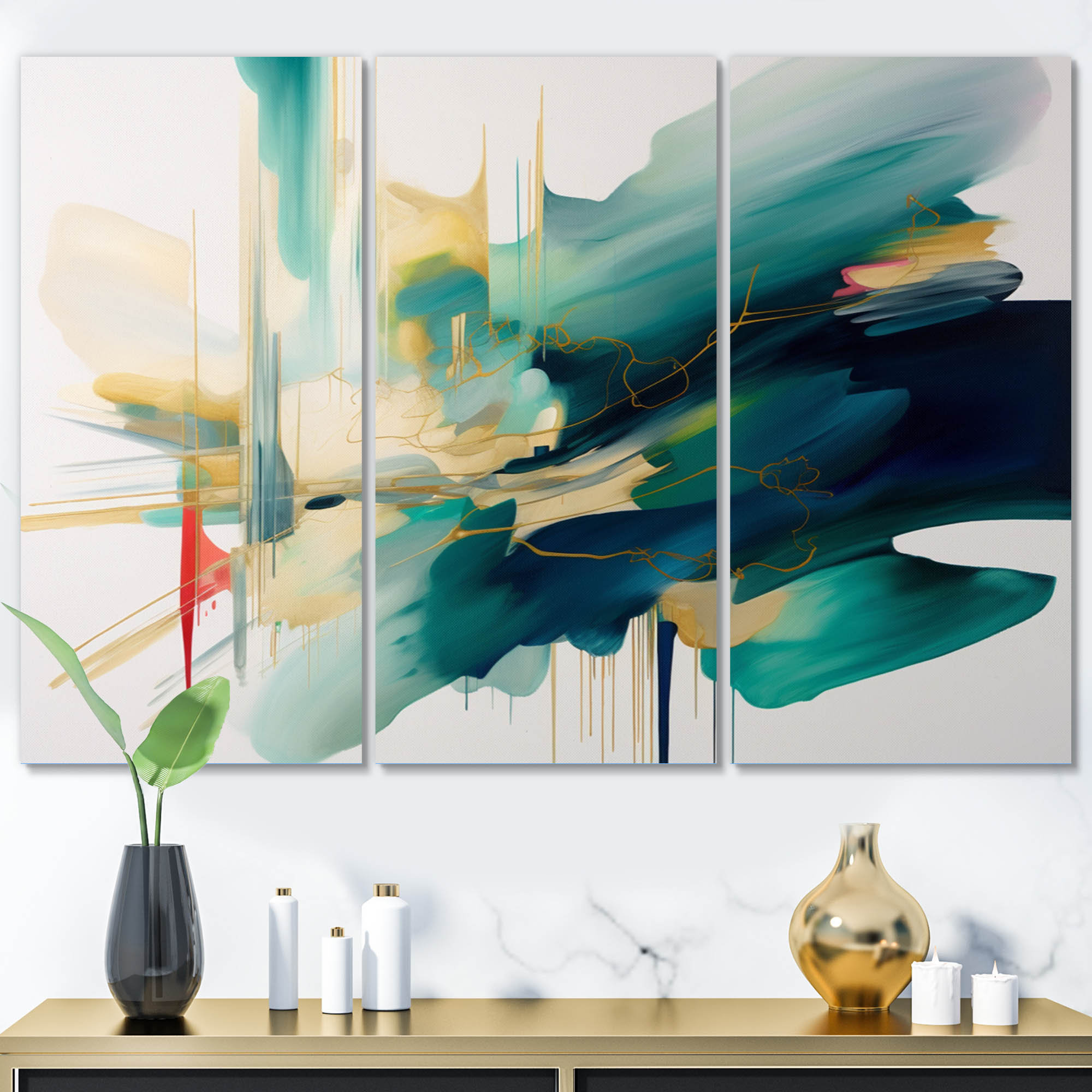 Mercer41 Cream And Green Harmonic Convergence IV - Abstract Shapes ...