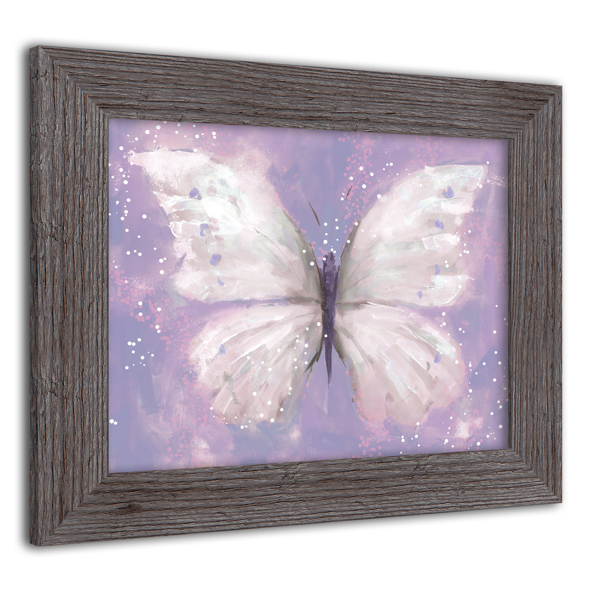 August Grove® Purple Butterfly - Picture Frame Painting | Wayfair