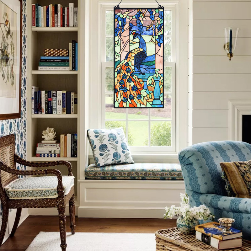 Fine Art Lighting - Handmade Stained Glass Peacock Window Panel | Wayfair