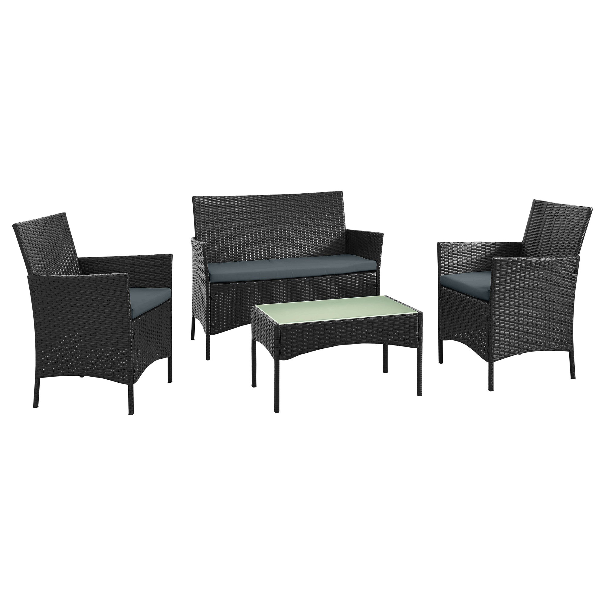 Latitude Run® 4-Piece Conversation Set In Black And Gray | Wayfair