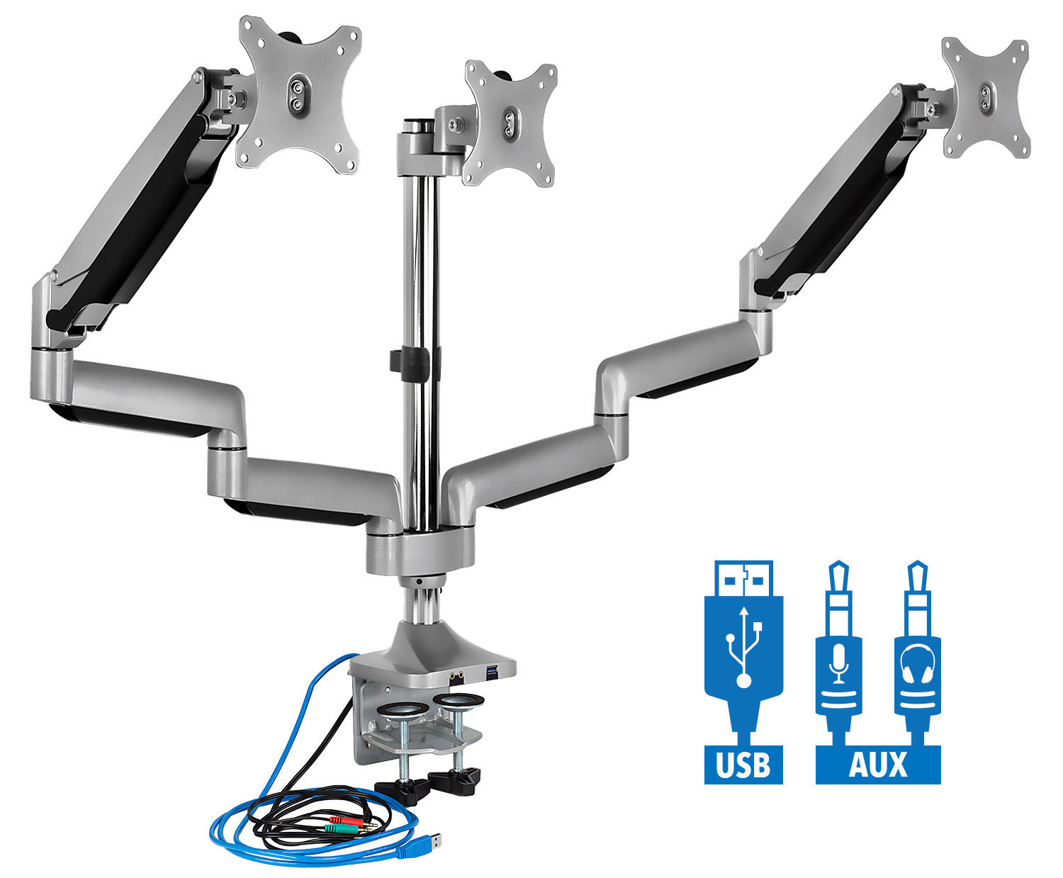 Mount-it Triple Monitor Desk Mount with USB & Audio Ports - Wayfair Canada