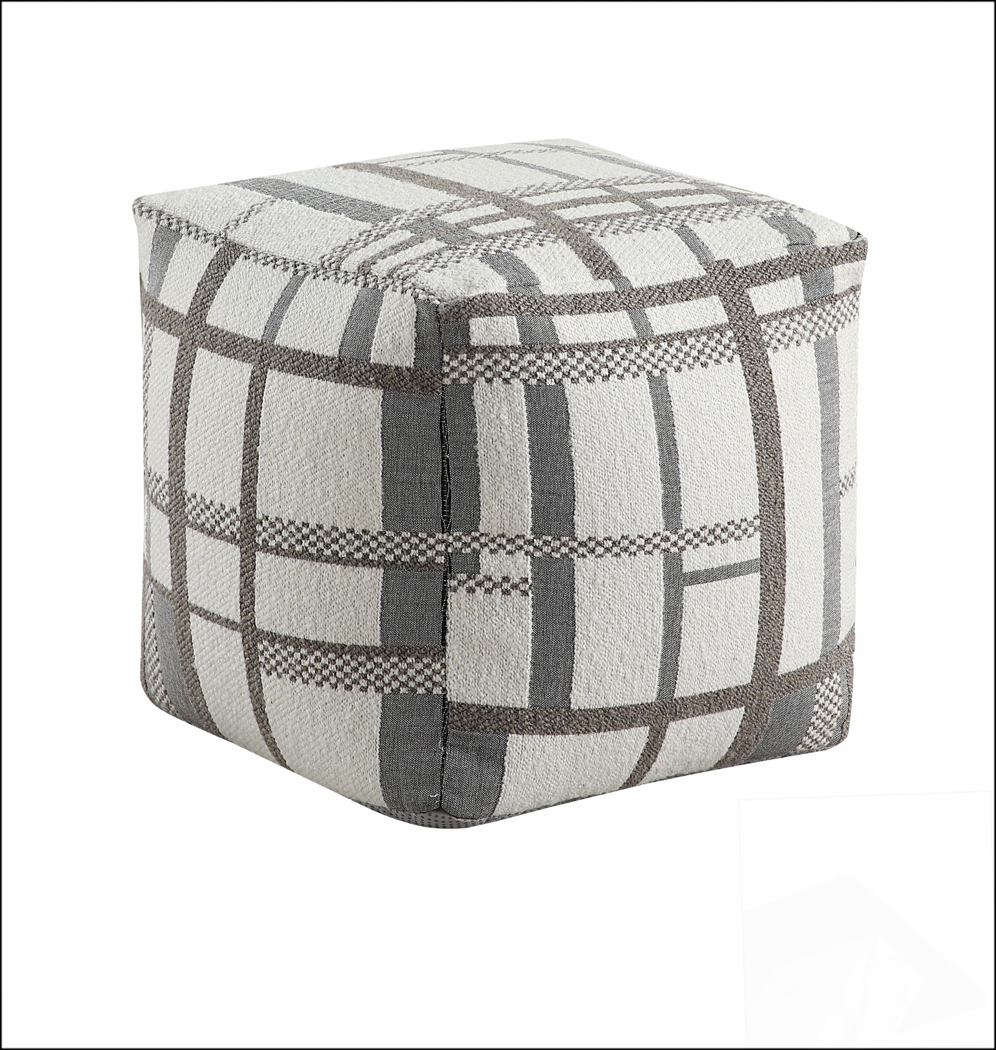 Trule Square Pouf MultiColor Jacquard Fabric Upholstery Modern Ottoman ...