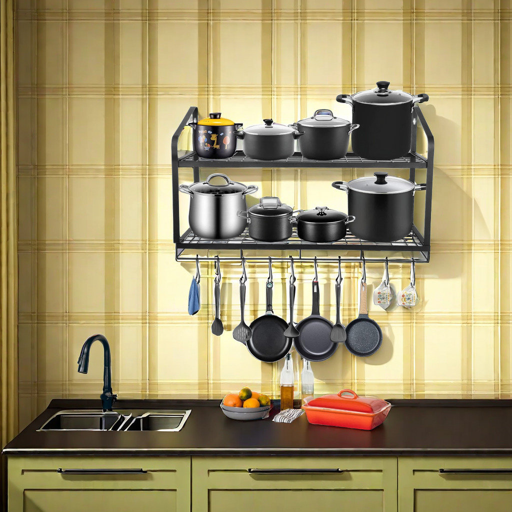 Mint Pantry® Iron Rectangle Wall Mounted Pot Rack | Wayfair