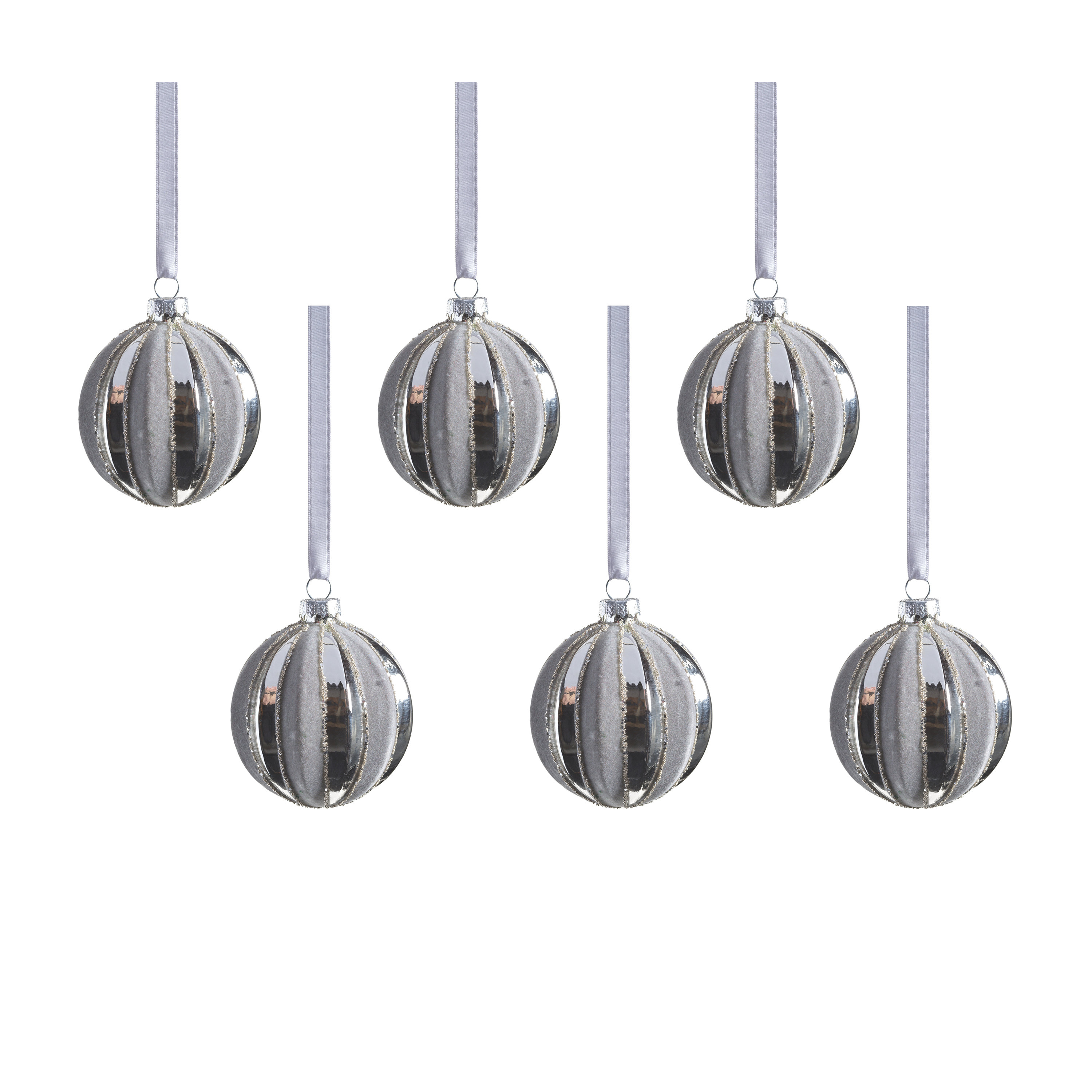 Latitude Run® Giada 6-Piece Set Shiny Glass Ball Ornaments with Flock ...
