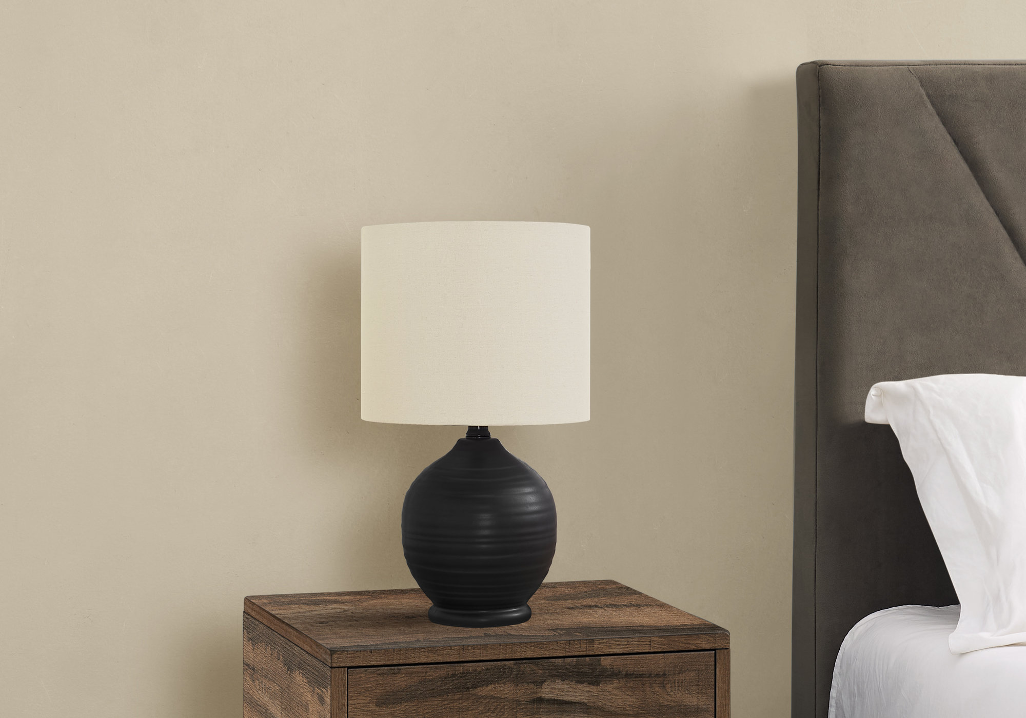 Winston Porter Lighting, 17"H, Table Lamp, Black Ceramic, Ivory / Cream ...