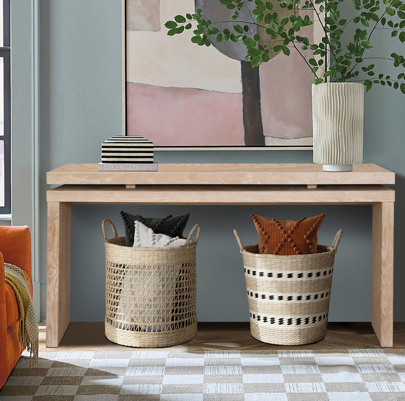 One Allium Way 60'' Antique Farmhouse Console Table - Retro Wooden ...