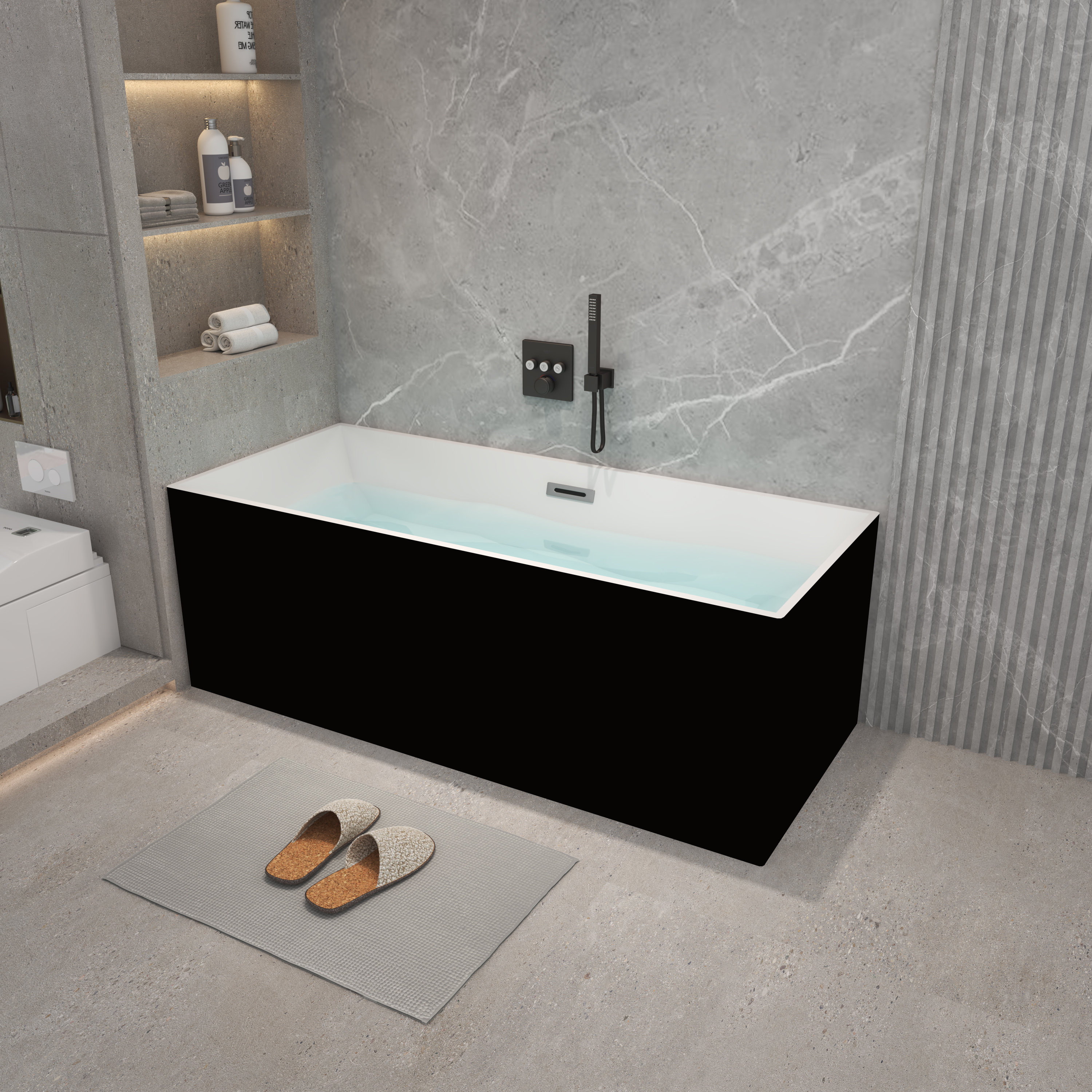 KDK HOME Freestanding Bathtub Black Soaking Tubs Acrylic Corner Tub ...