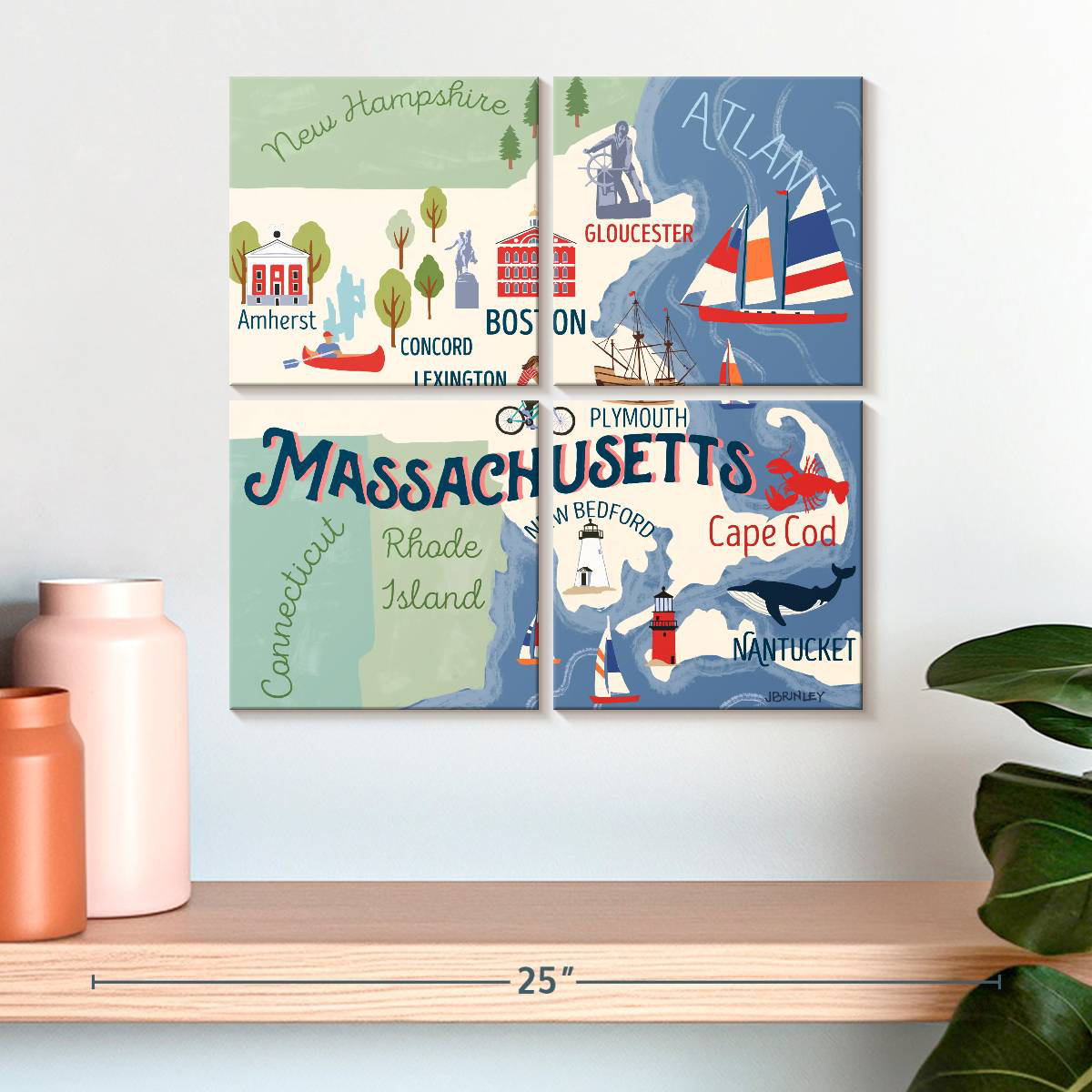 Breakwater Bay Aliaz State Maps - Massachusetts Attractions | Wayfair