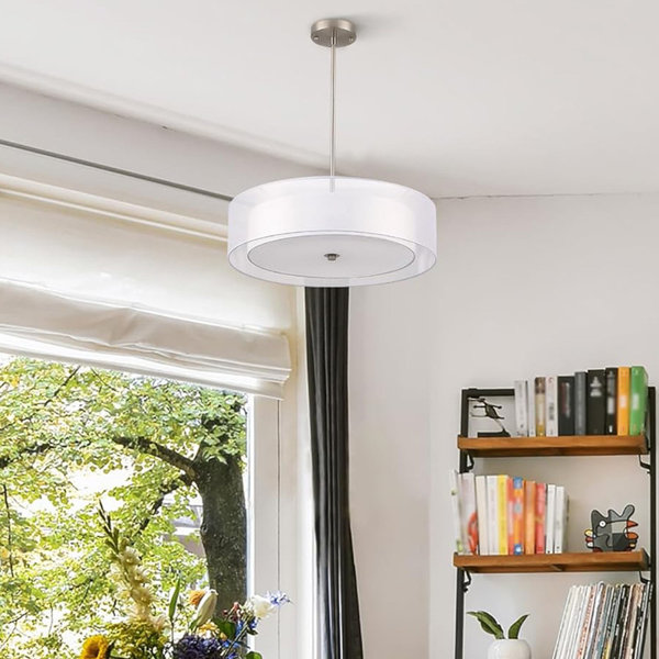 Latitude Run® 20" Pendant Light Fixture with 2-Layer Fabric Shade ...