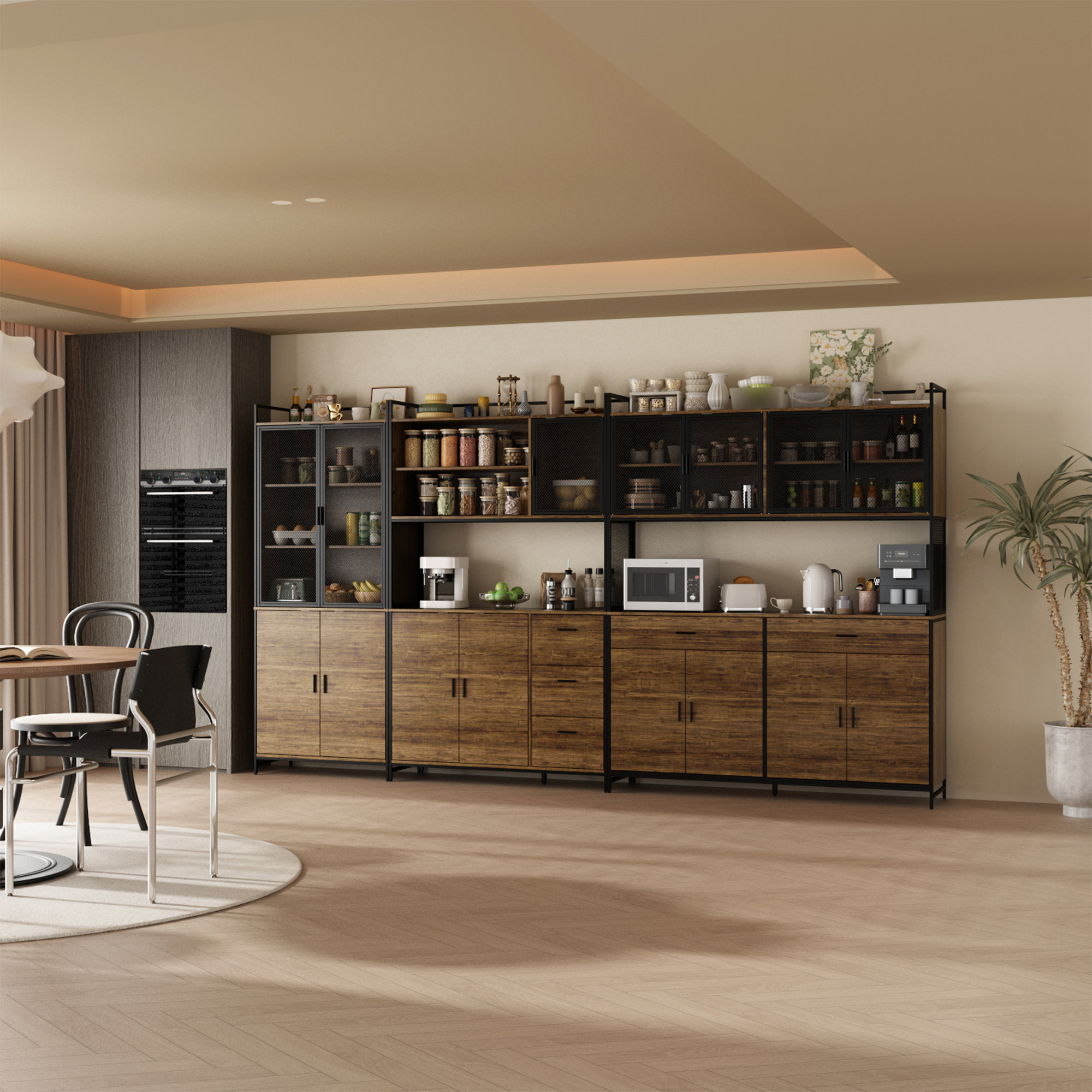 17 Stories Spacious Industrial Pantry Cabinet With Adjustable Shelves ...