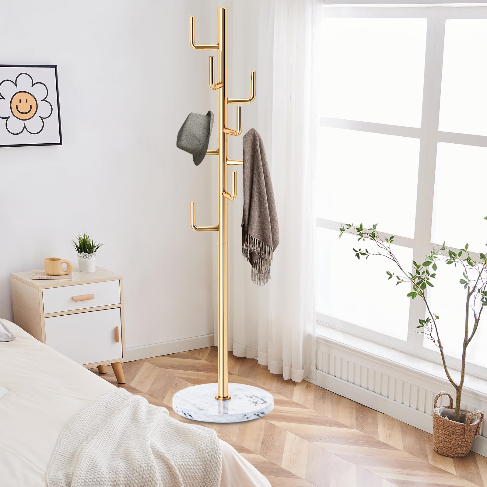 Mercer41 Metal Modern Coat Racks, Cactus Coat Rack Freestanding With ...