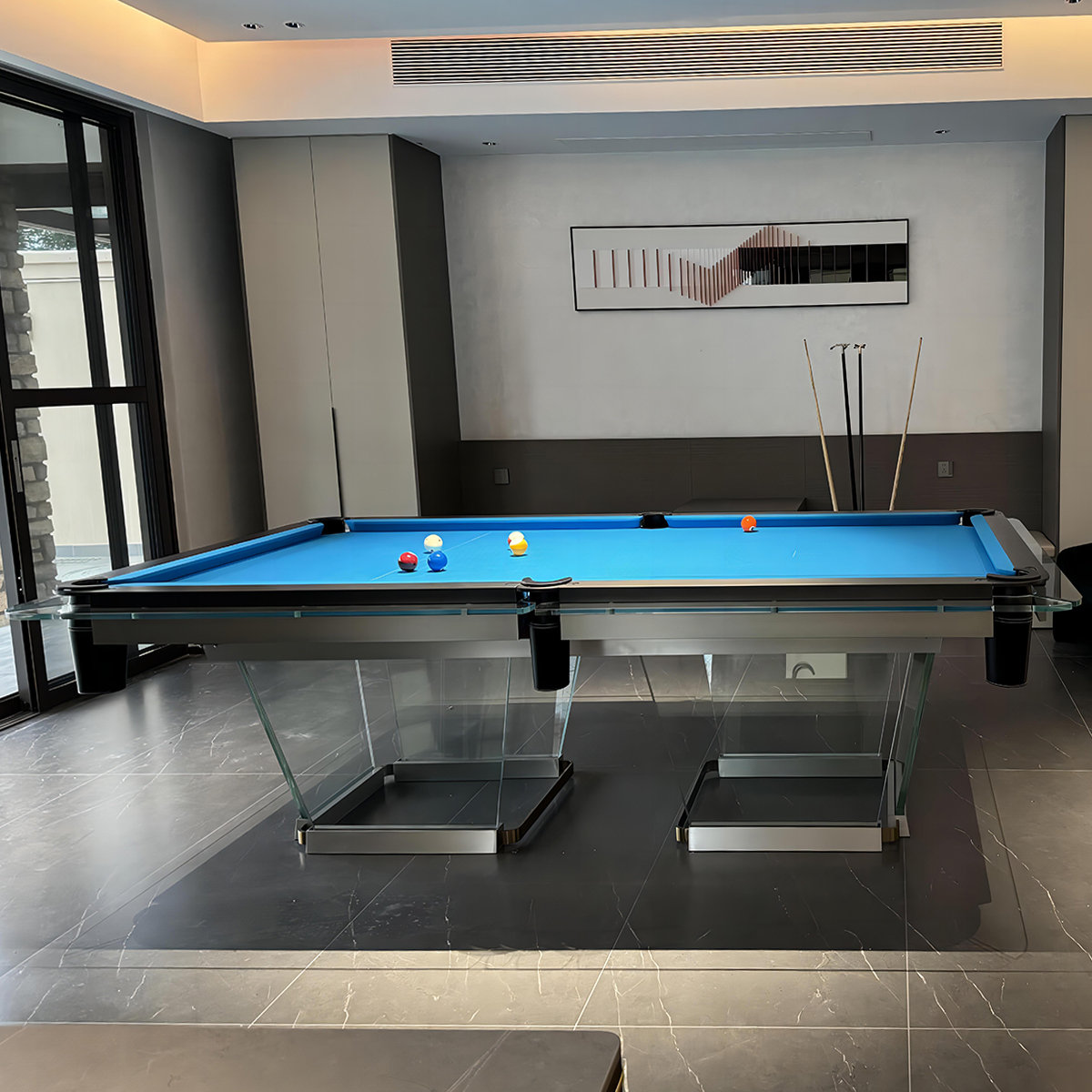 Recon Furniture Clear Tempered Glass Pool Table,Blue Felt - Wayfair Canada