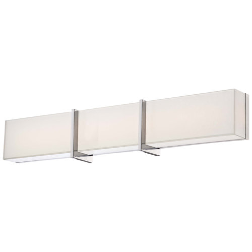 Orren Ellis Virpi Chrome With Mitered White Glass Led Vanity Light ...