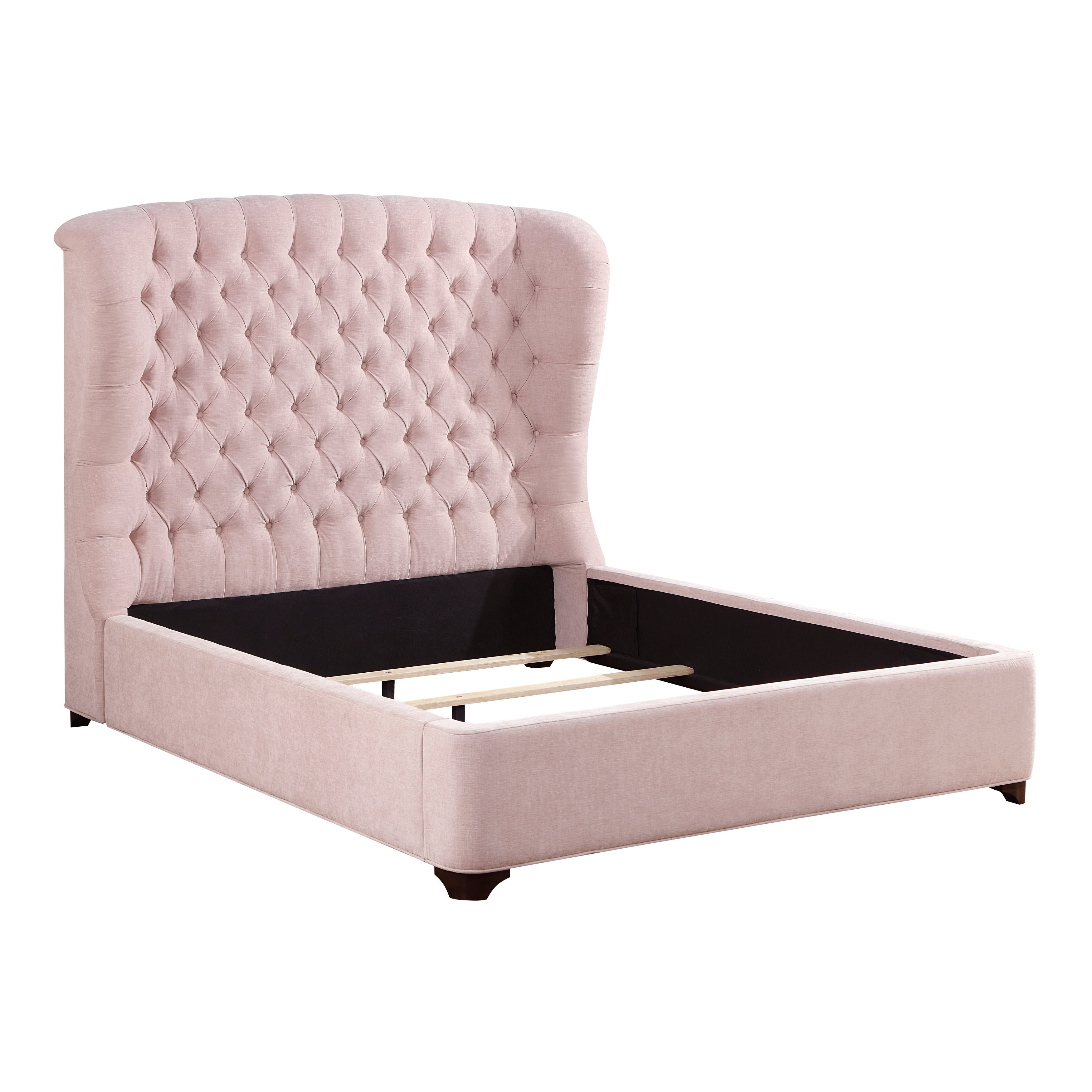 Everly Quinn Cameo Pink Full Upholstered Wingback Bed | Wayfair