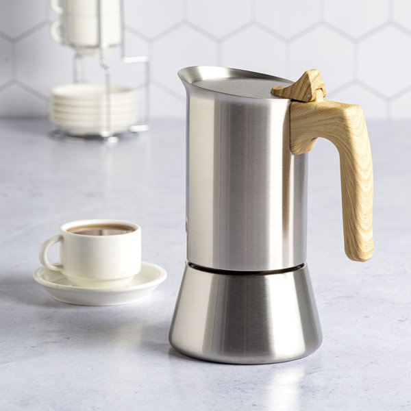 Primula Stainless Steel Stovetop Espresso Maker With Wood Look Handle ...