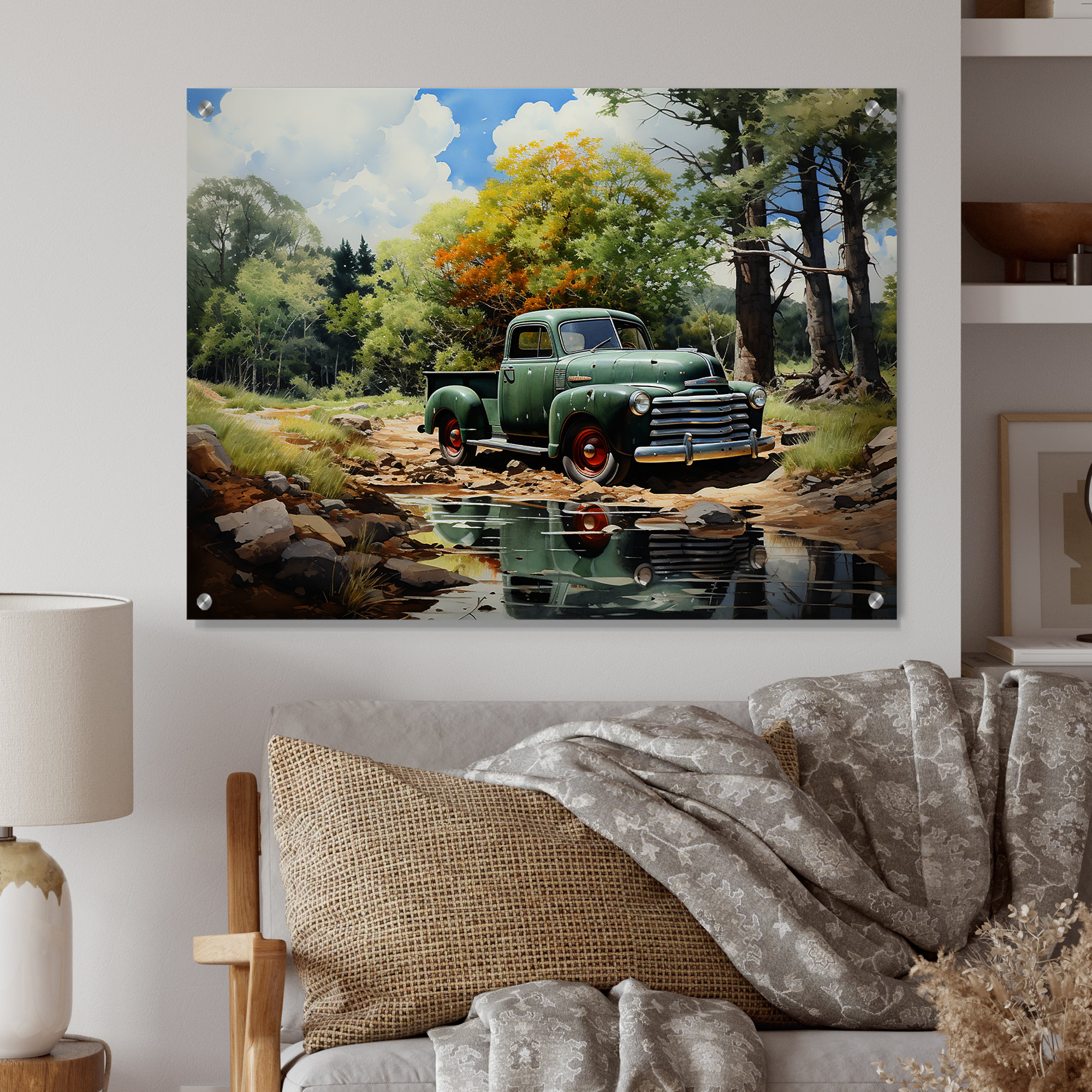 Millwood Pines Pickup Truck Tranquil Lakeside II - Pickup Truck Acrylic ...