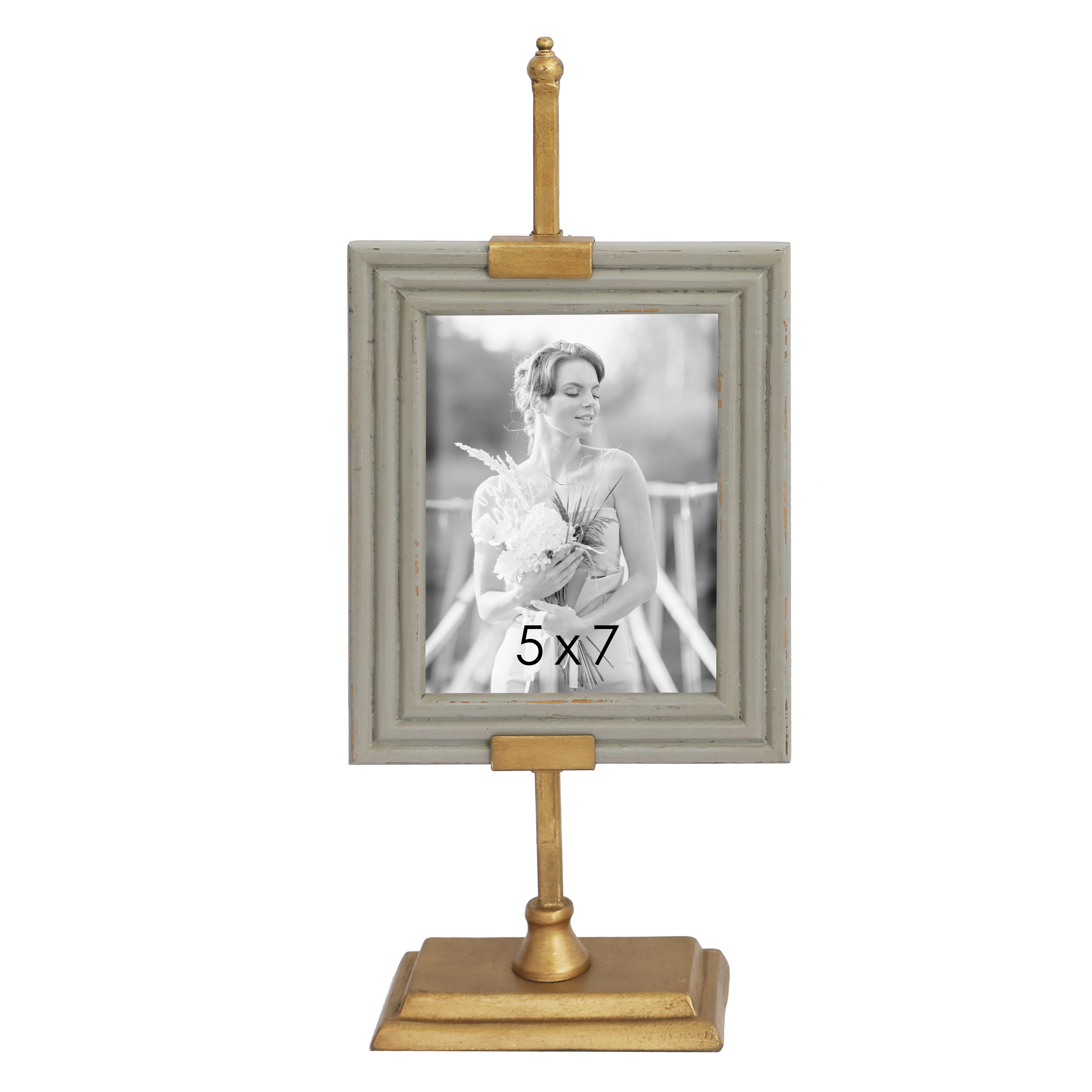 House of Hampton® VIP Metal 17 in. White 5x7 Standing Photo Frame | Wayfair