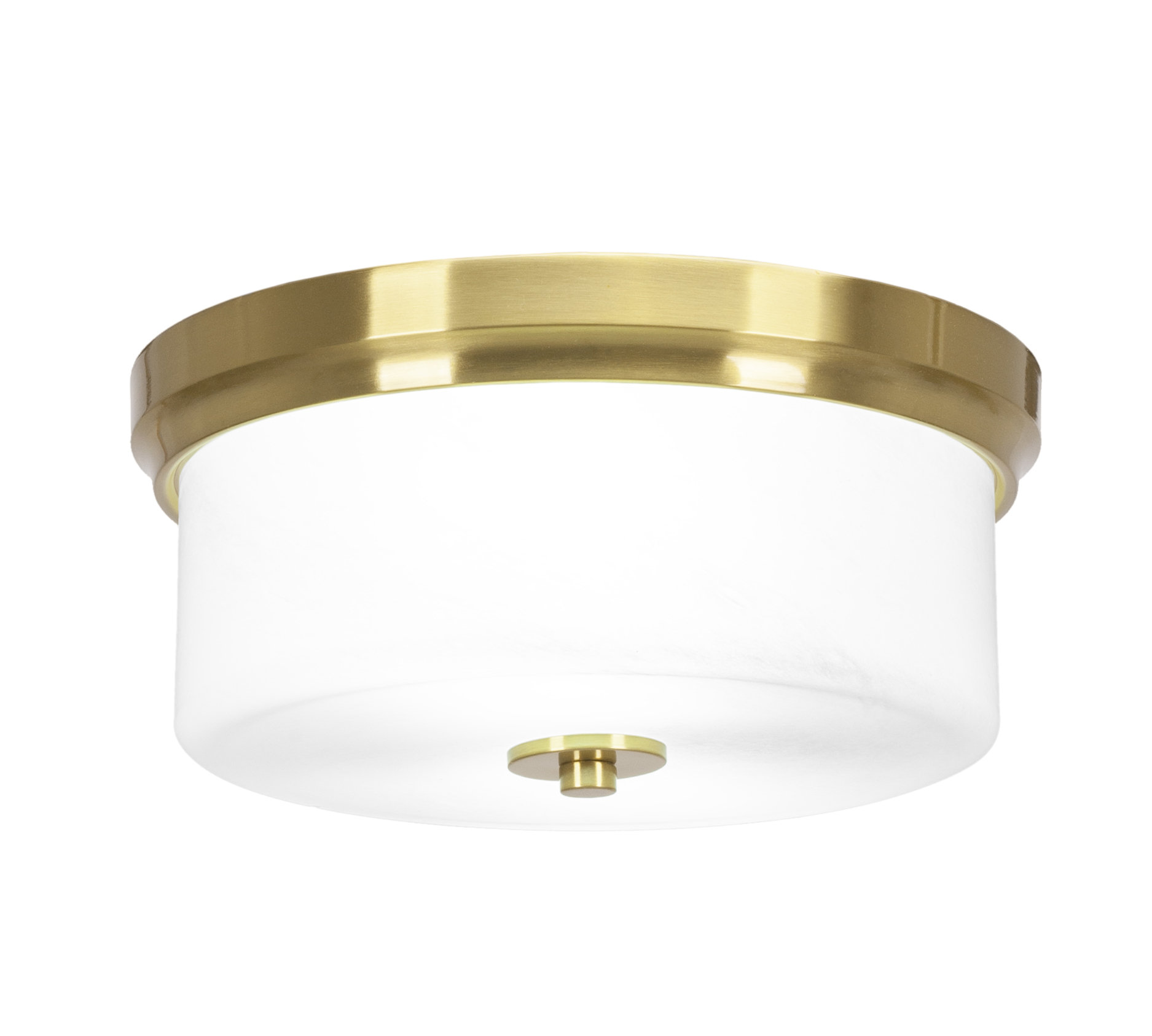 Everly Quinn Flush Mount, Bulbs, Shown With White Marble Glass | Wayfair