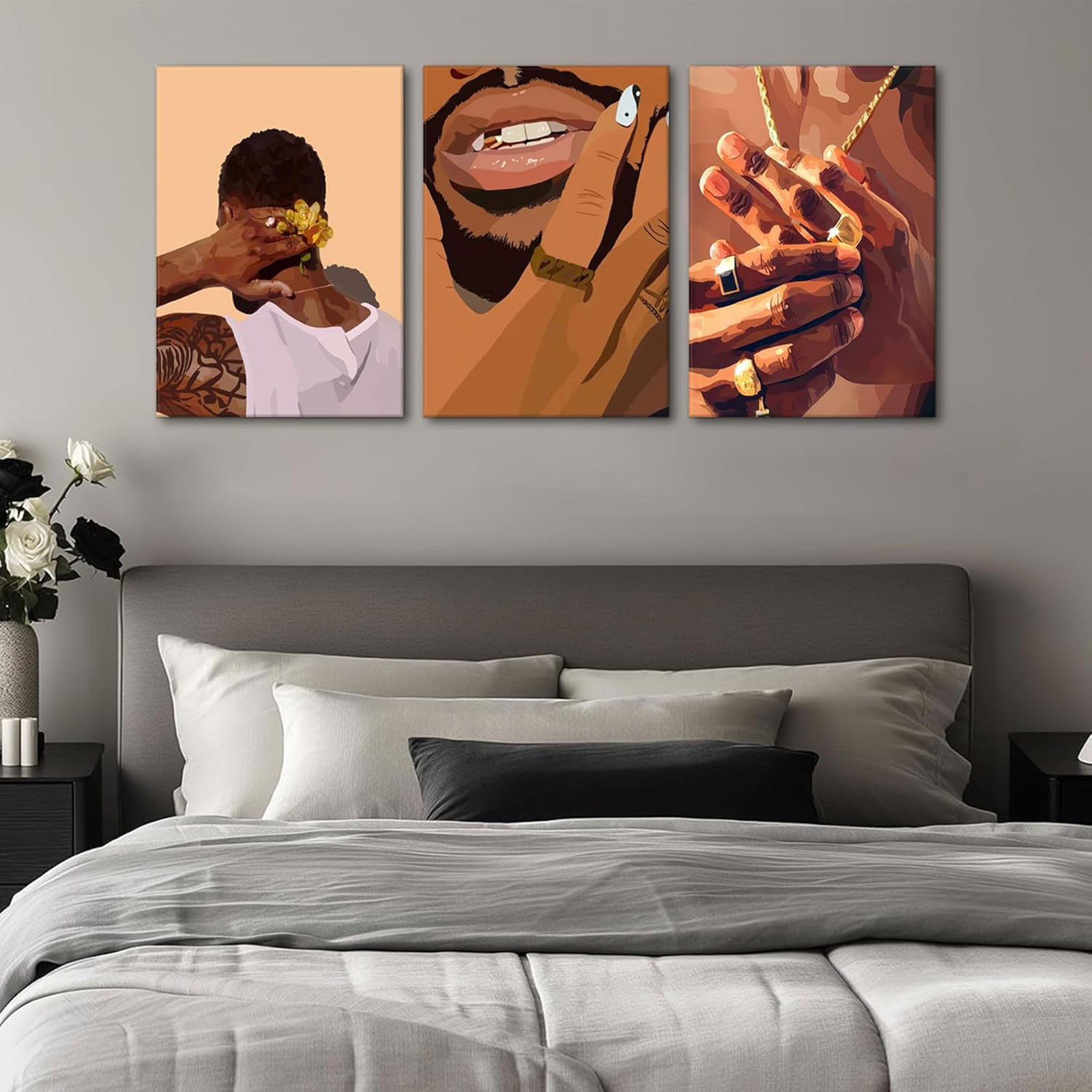 Mercer41 3Pcs African American Canvas Wall Art Black Man Trend Wall ...