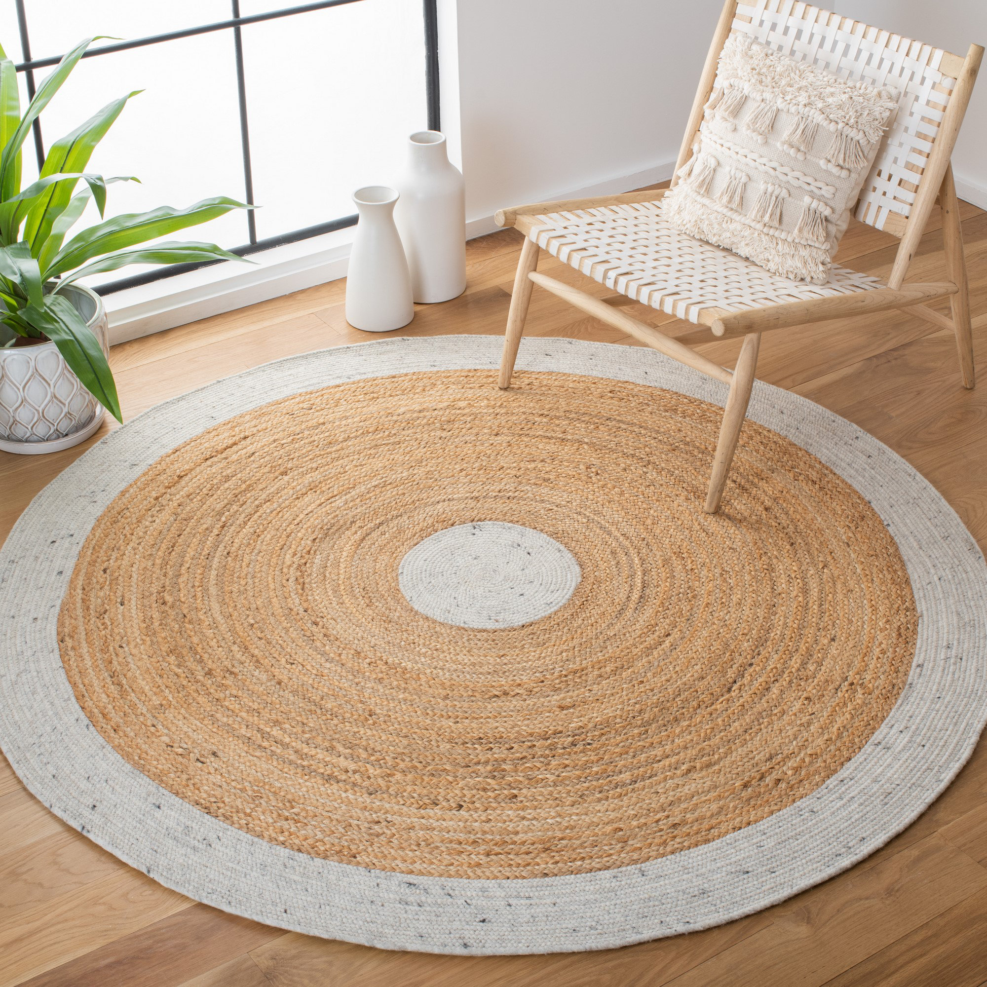 Highland Dunes Marion Hand Woven Jute/Wool/Cotton Rug in Natural ...