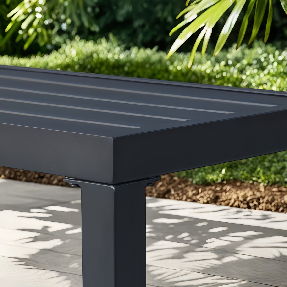 Ebern Designs Outdoor Metal Garden Bench - Weatherproof Park Bench with ...