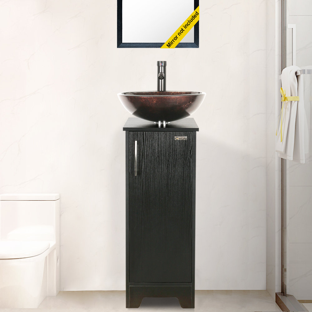ECLIFE 13" Free Standing Single Bathroom Vanity with Glass Sink, Water ...