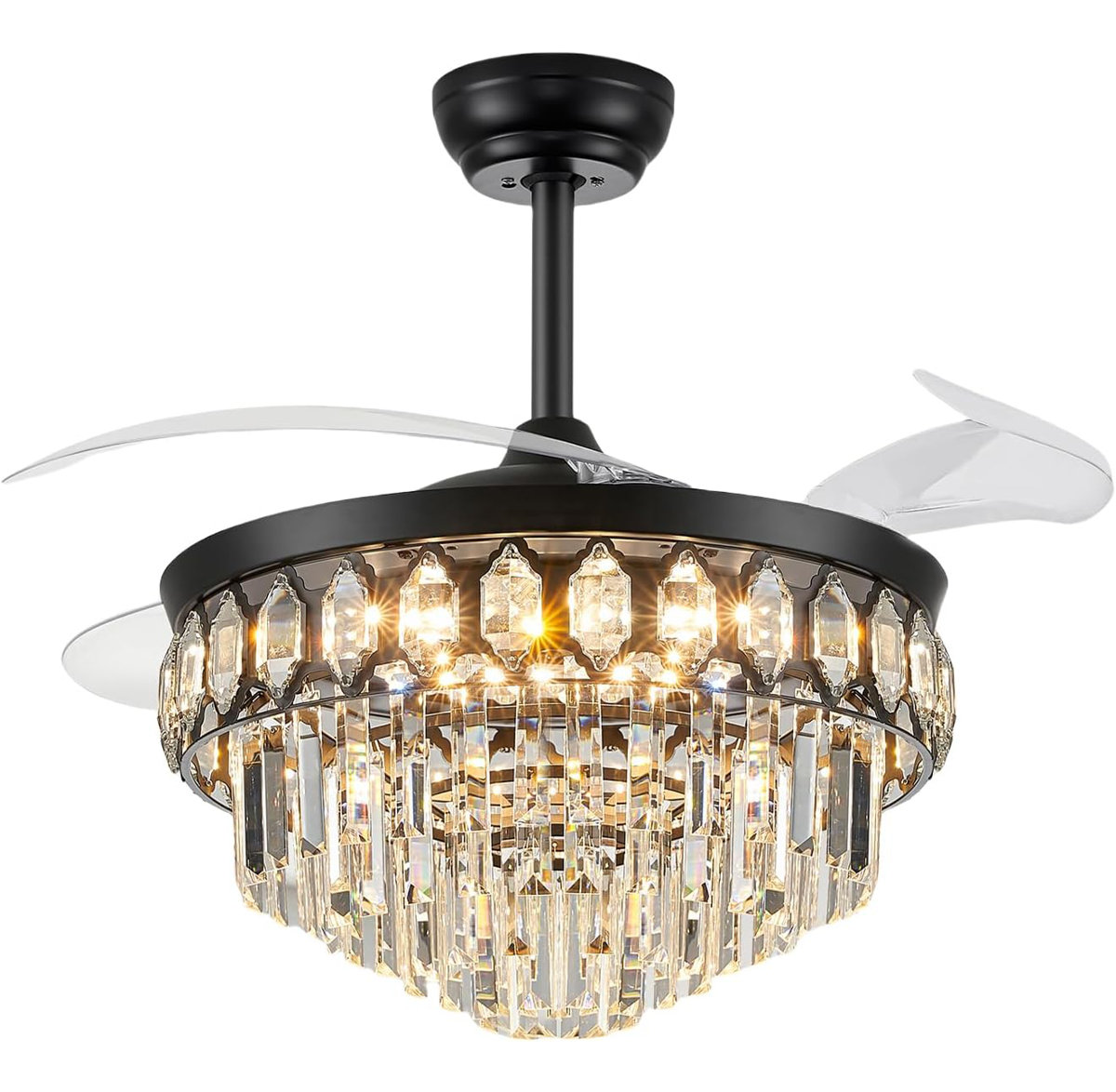 INKEDZ Fandelier Ceiling Fan with Light, Retractable Ceiling Fan with ...