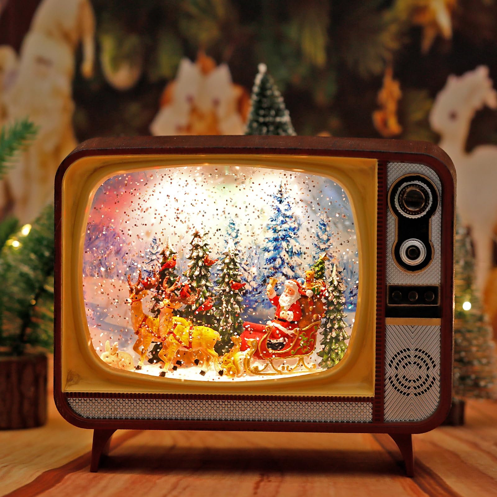 The Holiday Aisle® TV Santa Claus Riding Sleigh Scene Snow Globe | Wayfair
