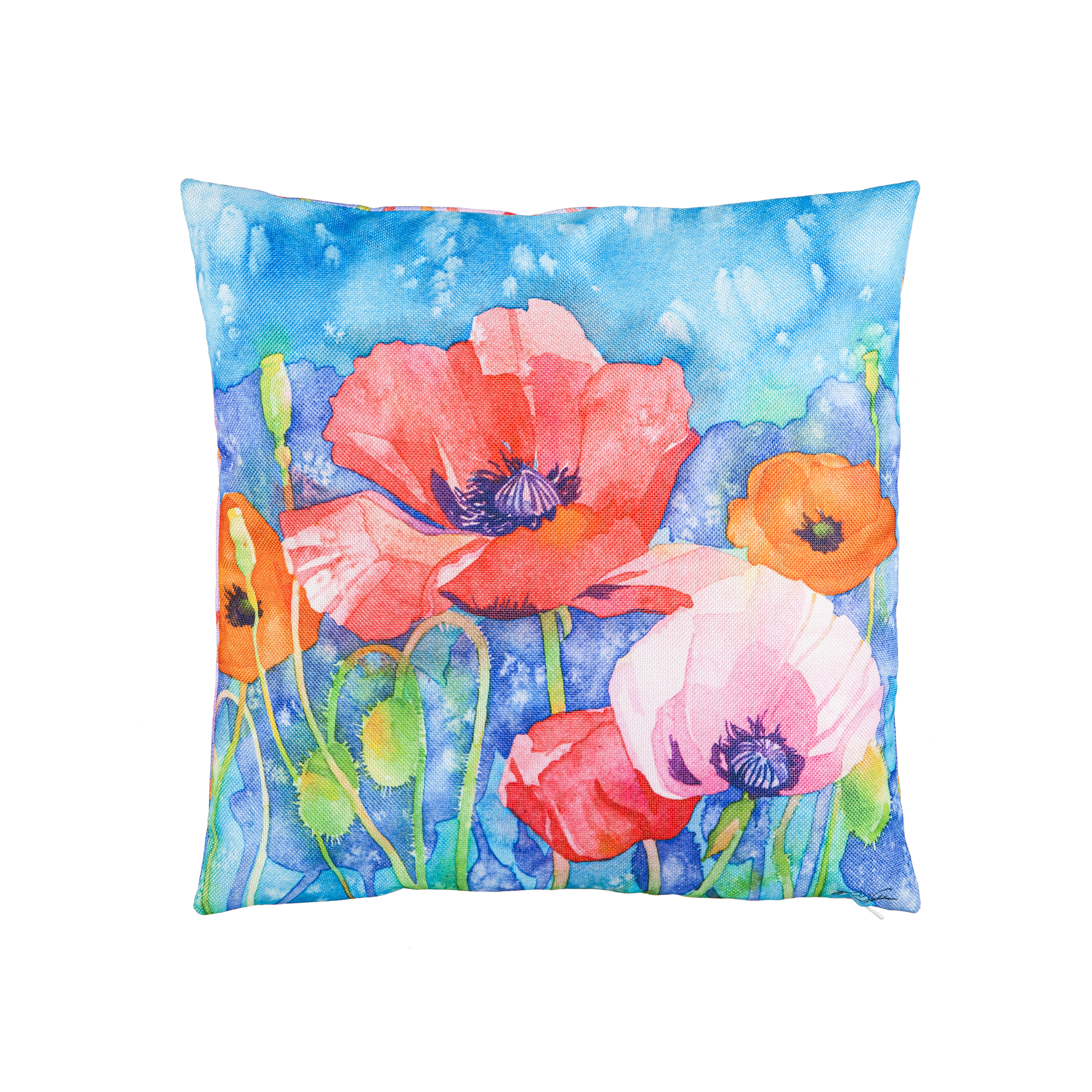 Evergreen Enterprises, Inc. Painted Poppies Interchangeable Pillow ...