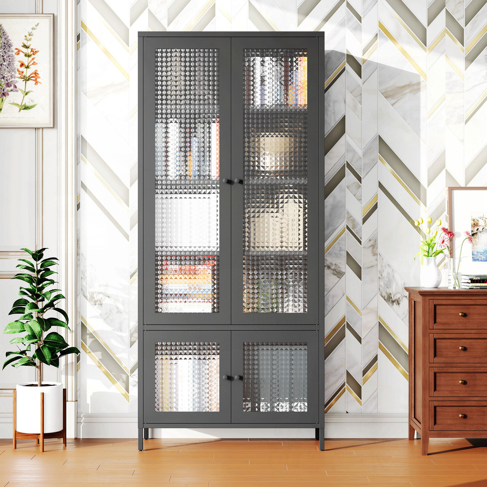 Latitude Run® Large Metal Storage Bookcase Display Bookcase With 4 ...