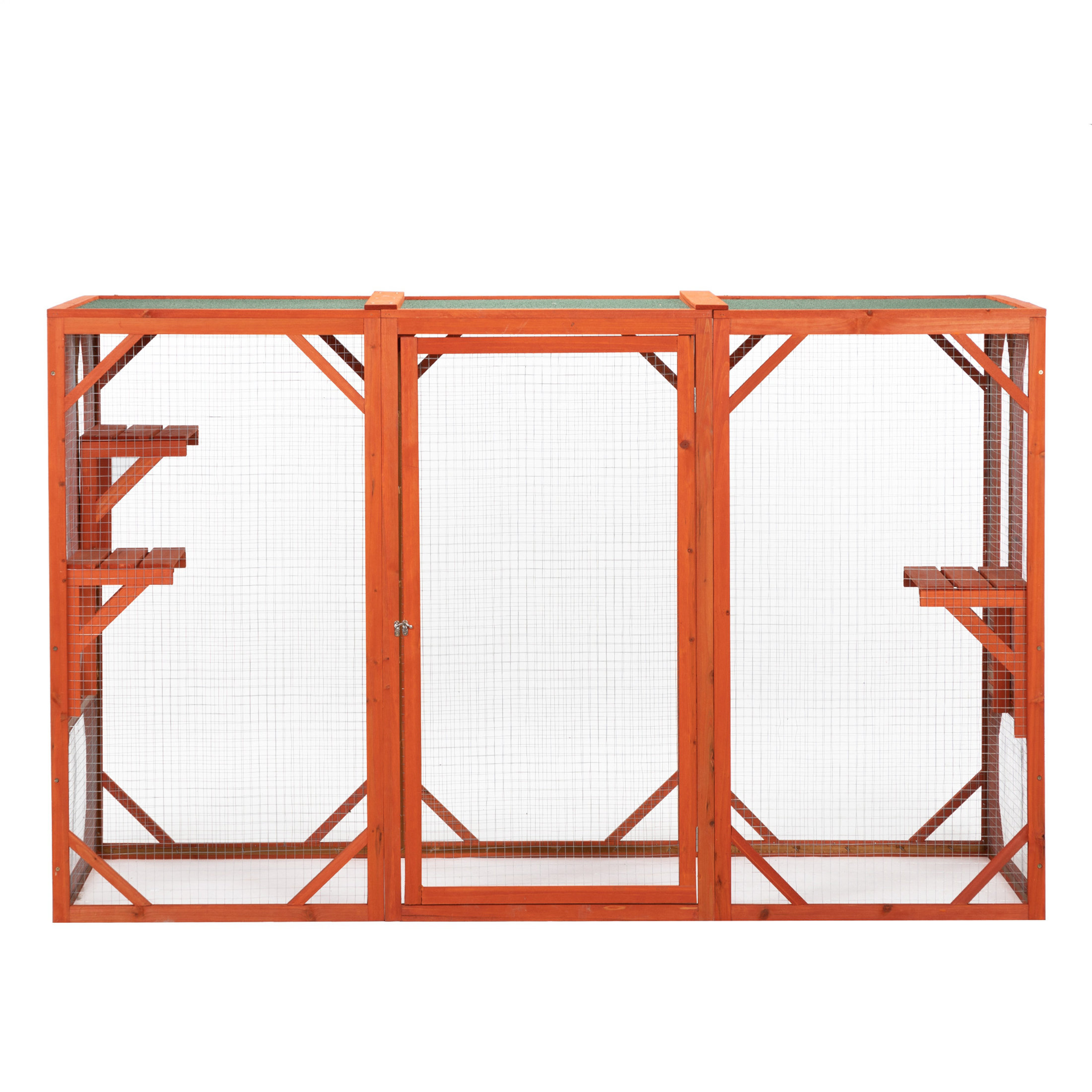 Ophelia & Co. PawHut Orange Outdoor Wooden Cat Cage with Waterproof ...