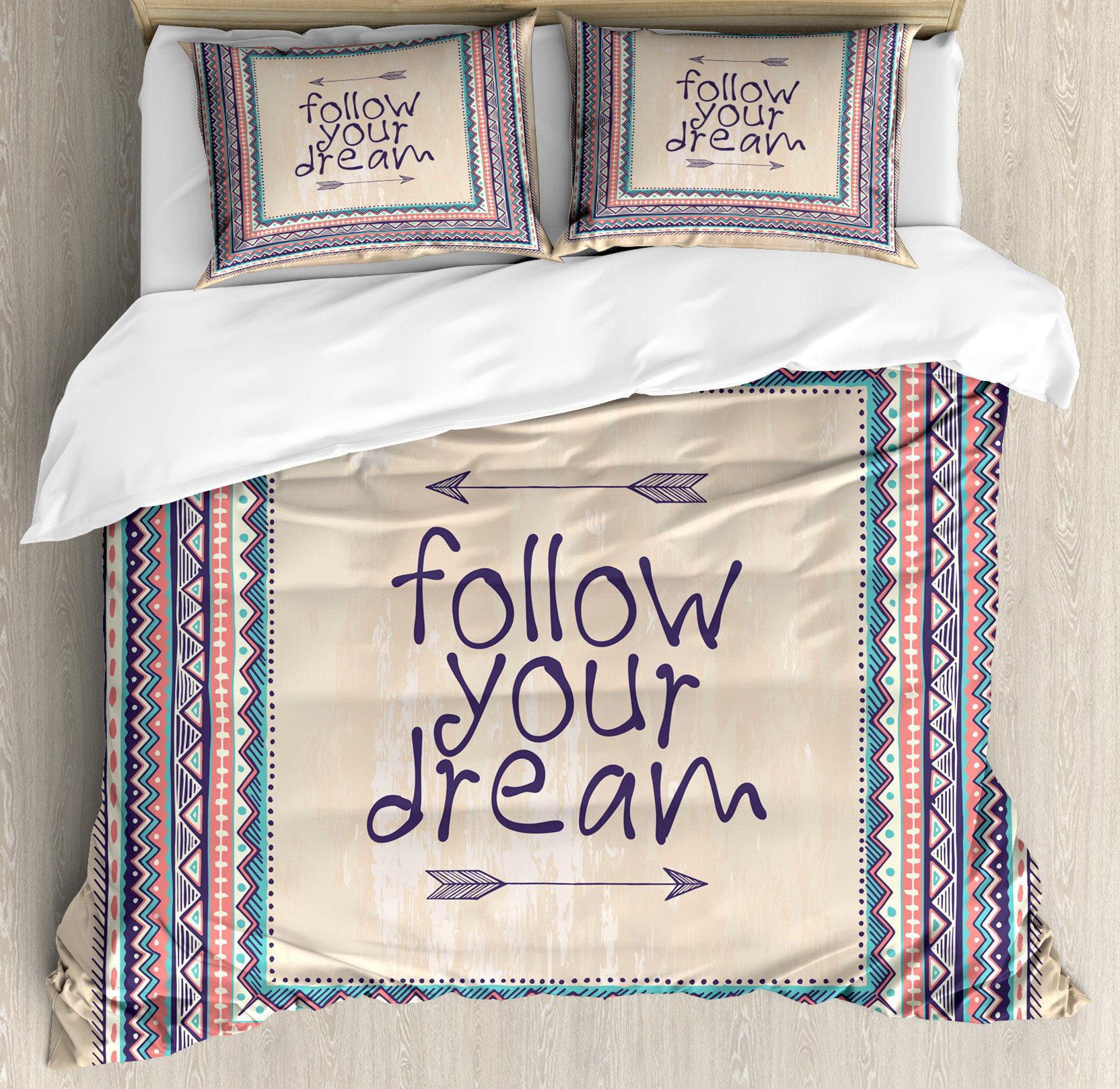 Ambesonne Tribal Duvet Cover Set, Inspirational Aztec Art, Calking, Tan ...