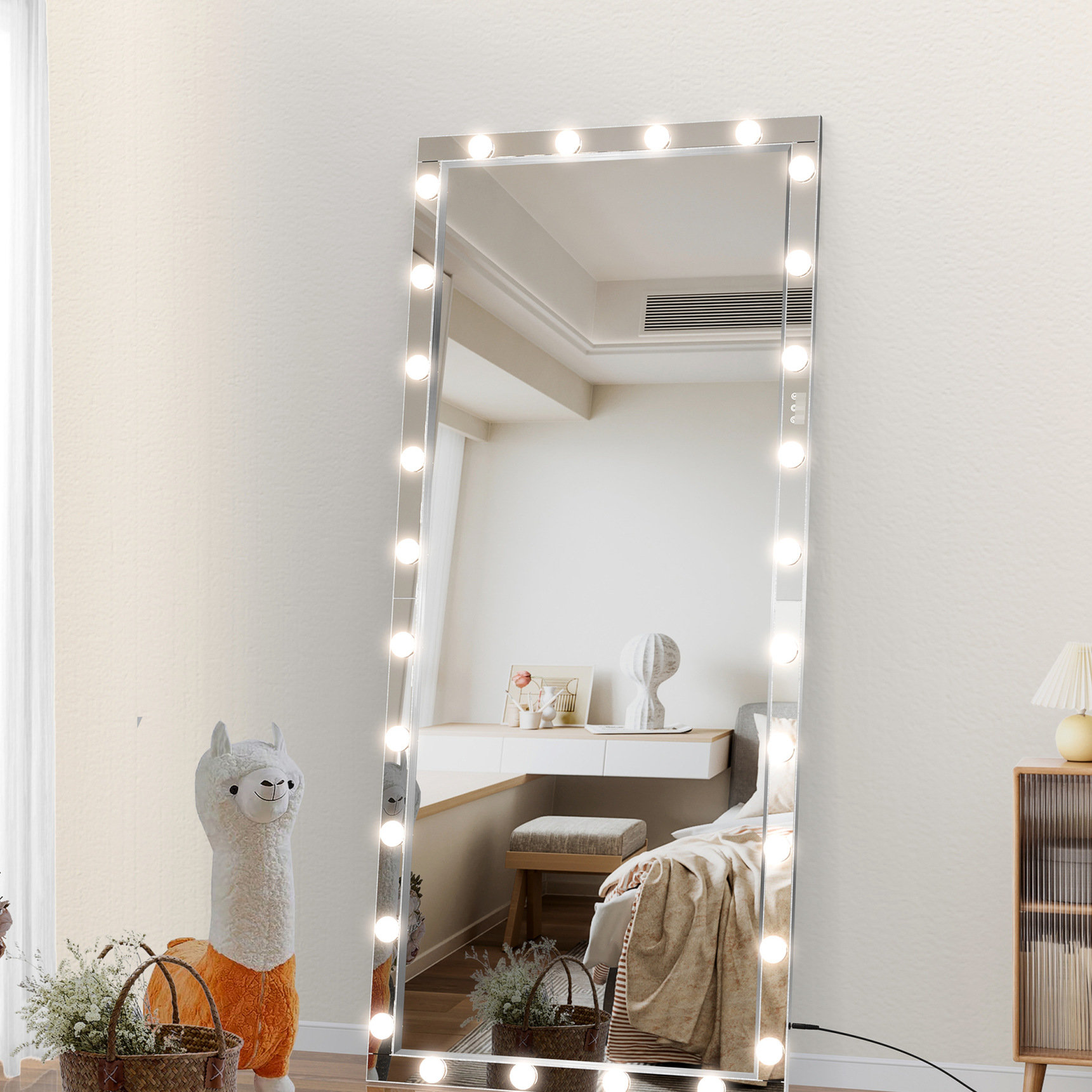Latitude Run® 72 X 36 Inch Full Length Vanity Mirror With Led - Silver ...