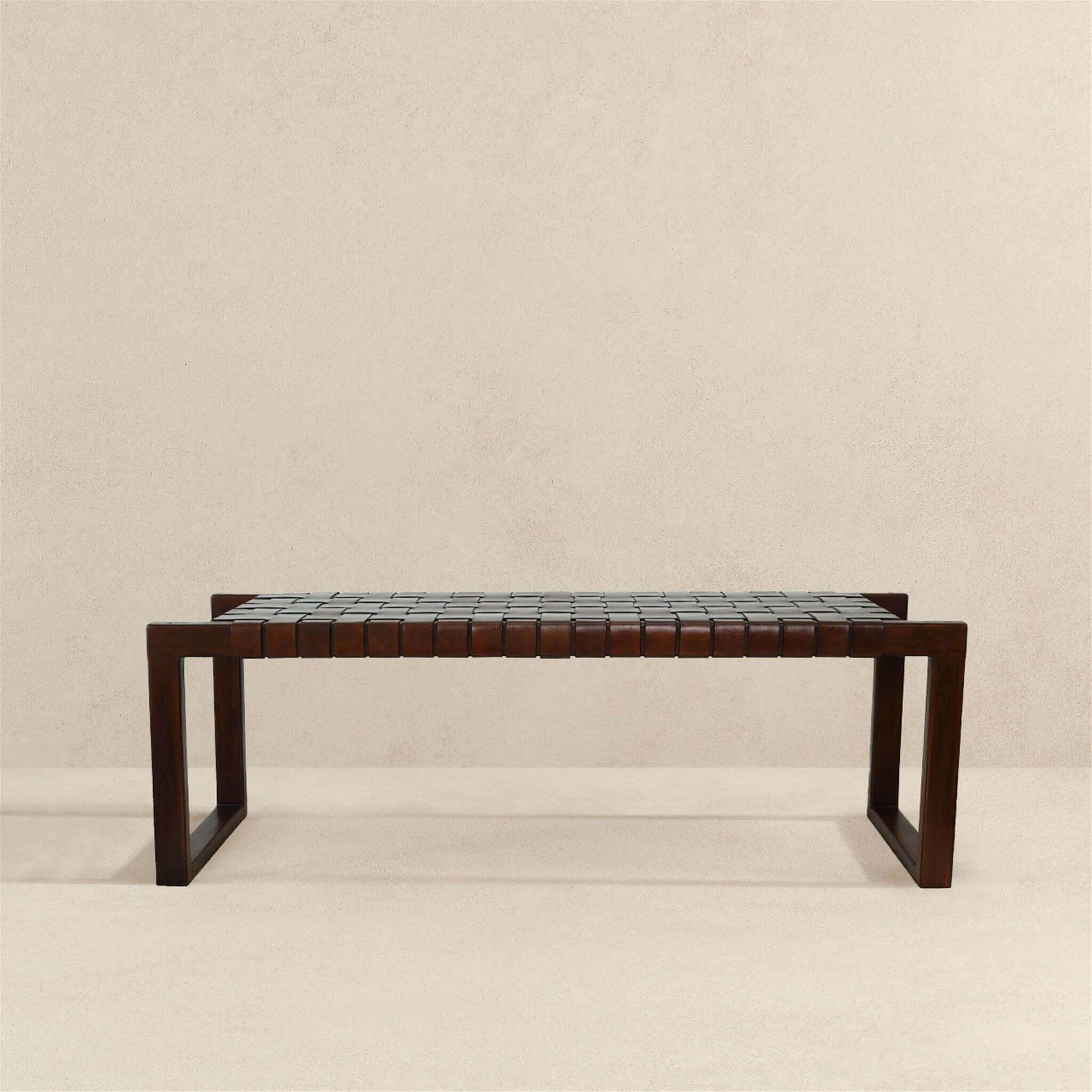Corrigan Studio® Charming Mid-Century Leather Bench with Versatile ...