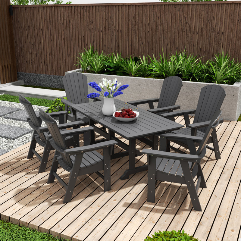 Beachcrest Home Arnone 7-Piece Outdoor All Weather Poly Dining Set ...