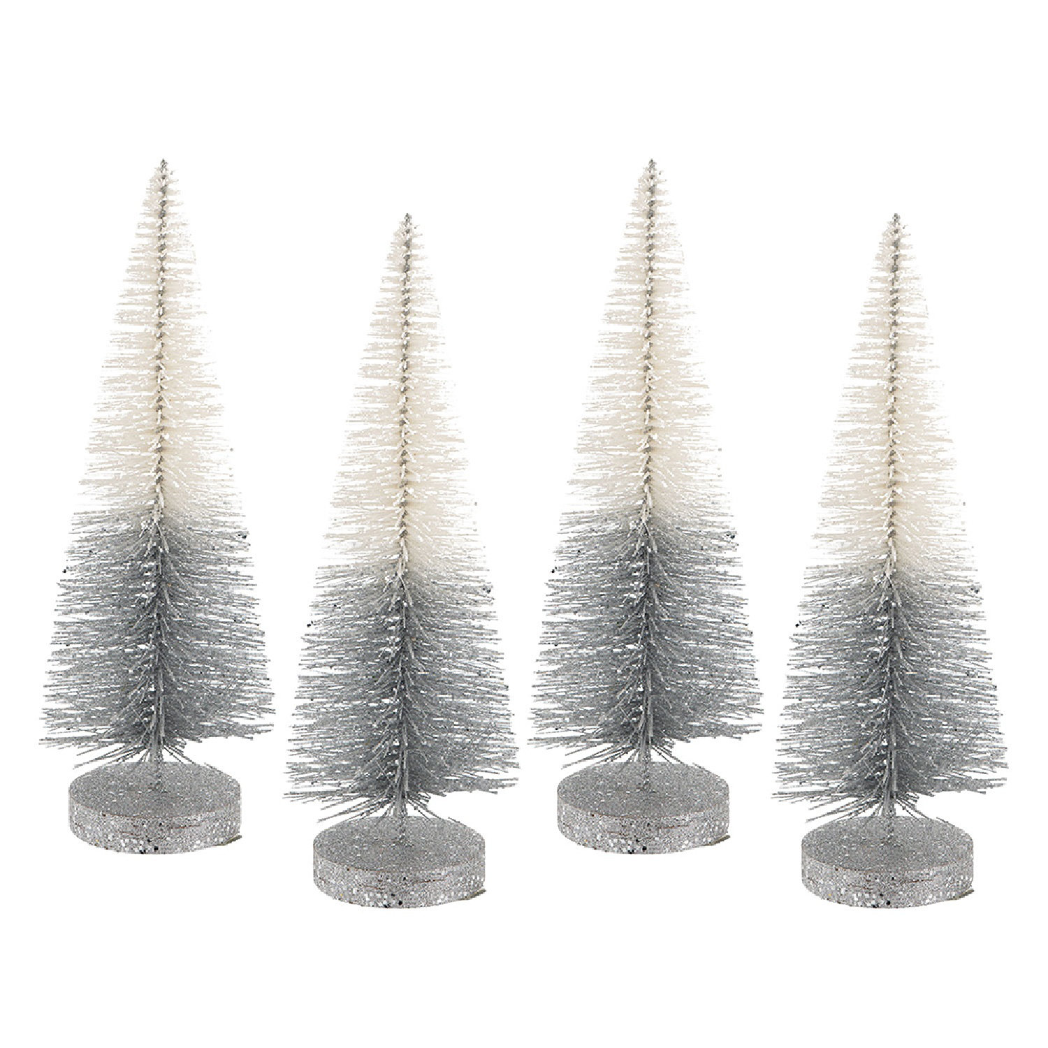 The Holiday Aisle® Ombre Trees - 13.4"H - Set of 4 - White/Silver | Wayfair