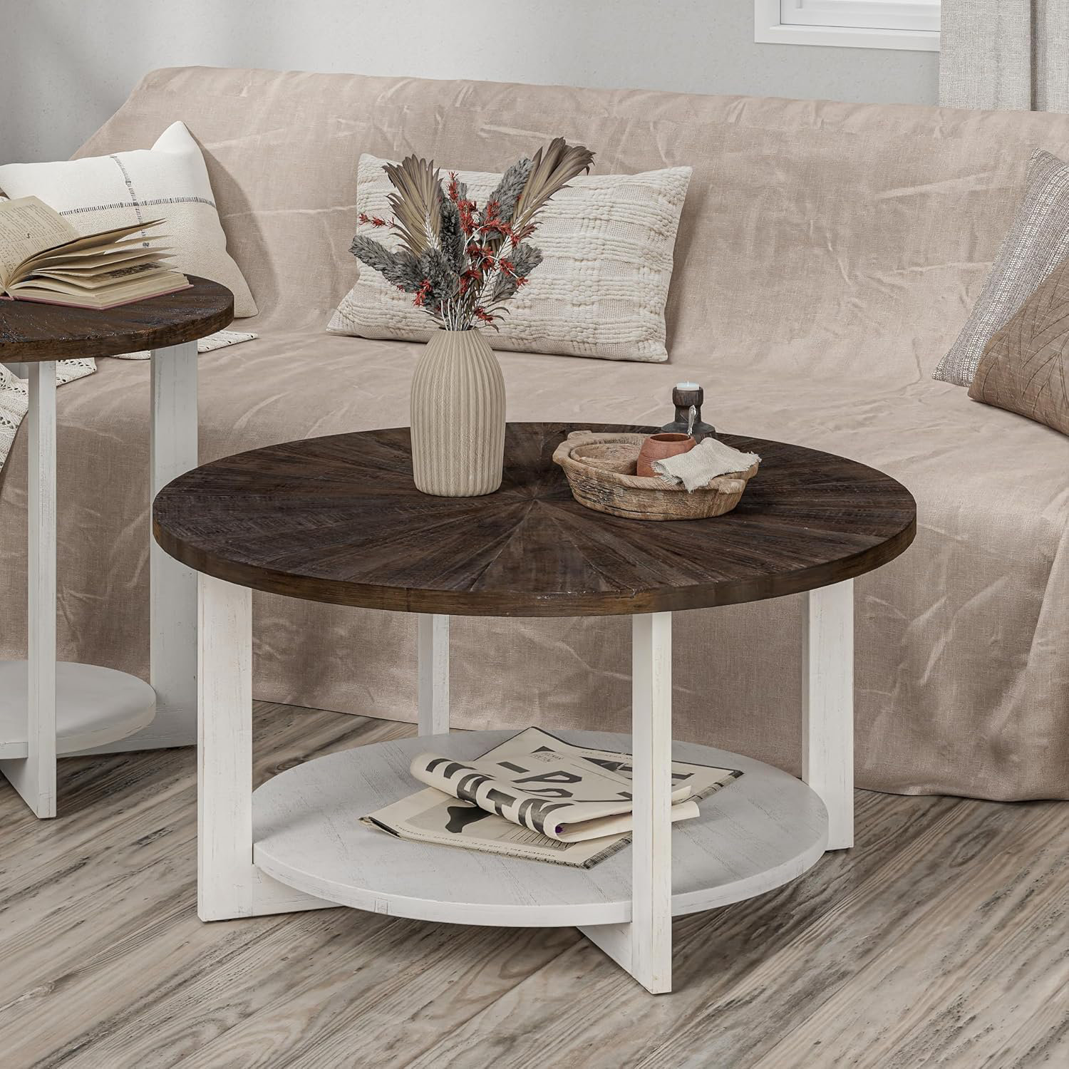 Gracie Oaks Round Wood Coffee Tables with Storage - Wayfair Canada