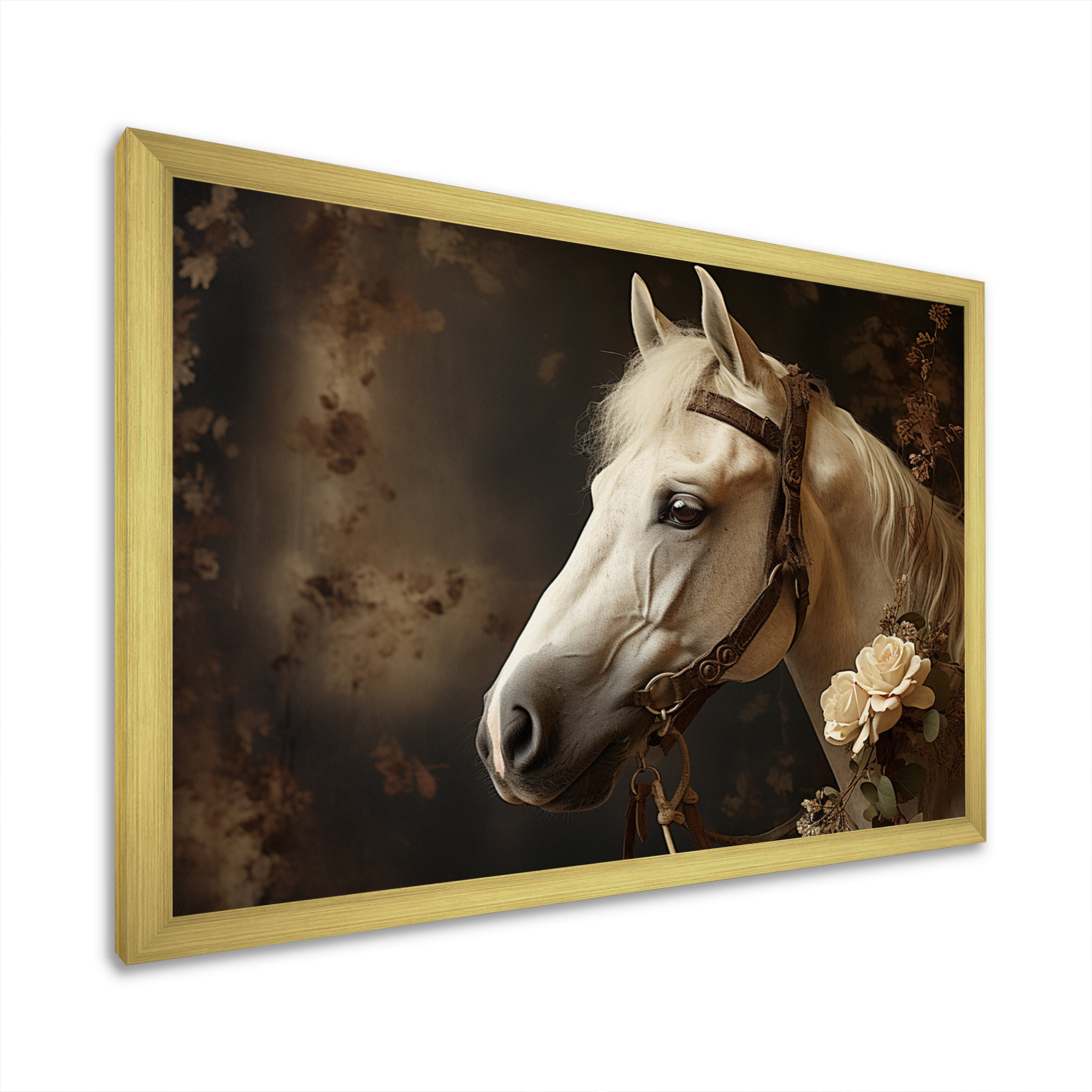 Foundry Select White Beige Horse Majestic Duality On Canvas Print | Wayfair