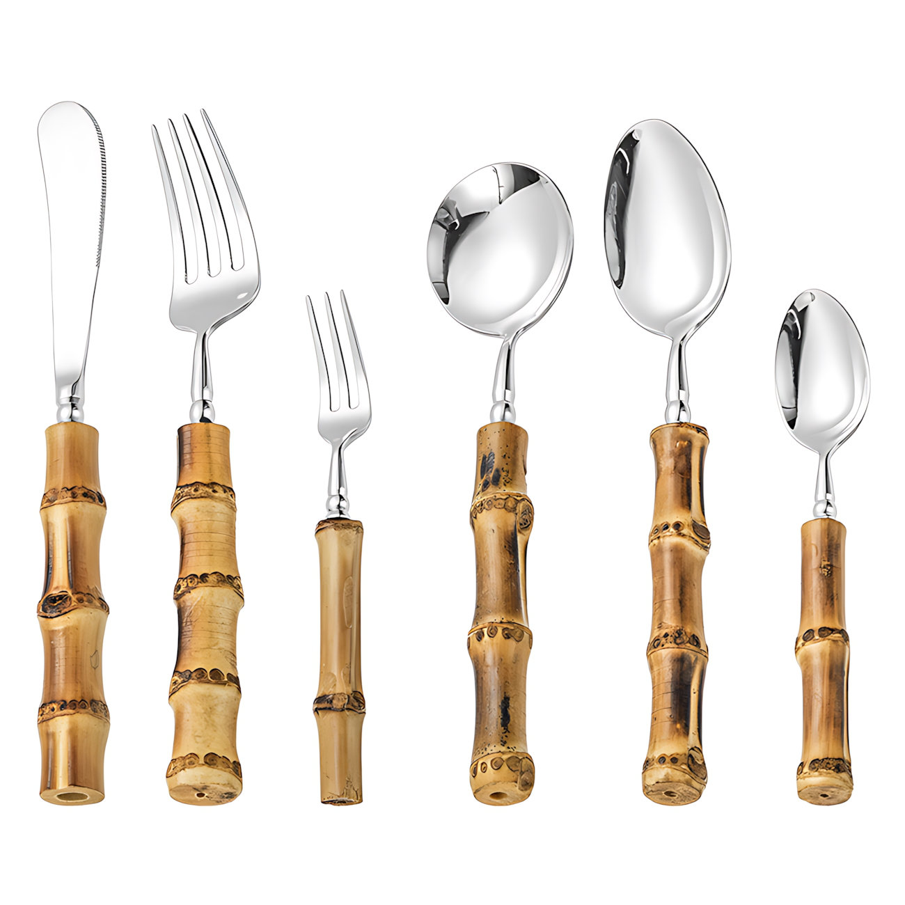 Ophelia & Co. 24 Piece Bamboo Handle 304 Stainless Steel Cutlery Set ...