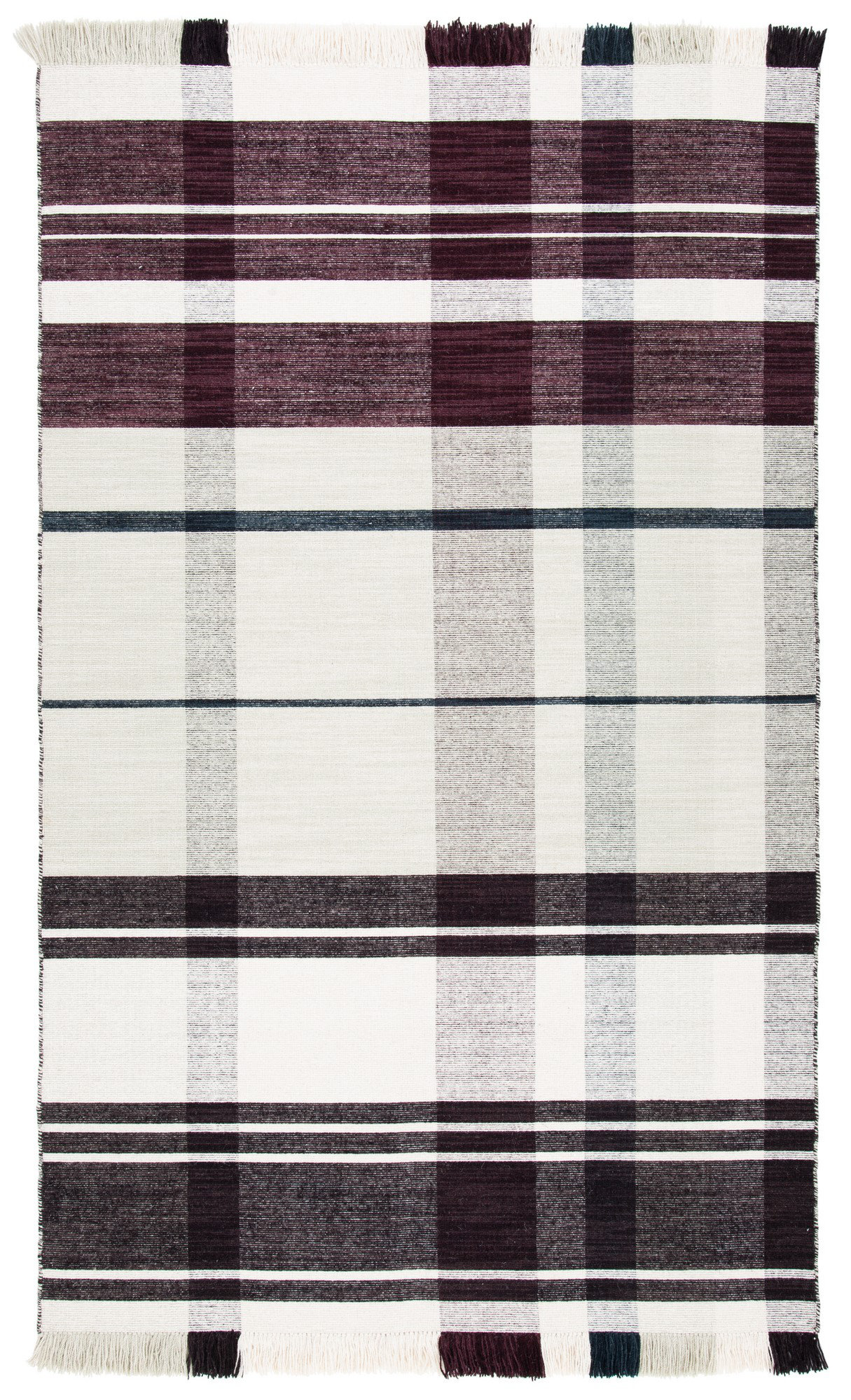 Highland Dunes Anjail Plaid Handmade Flatweave Wool/Cotton Brown/Ivory ...