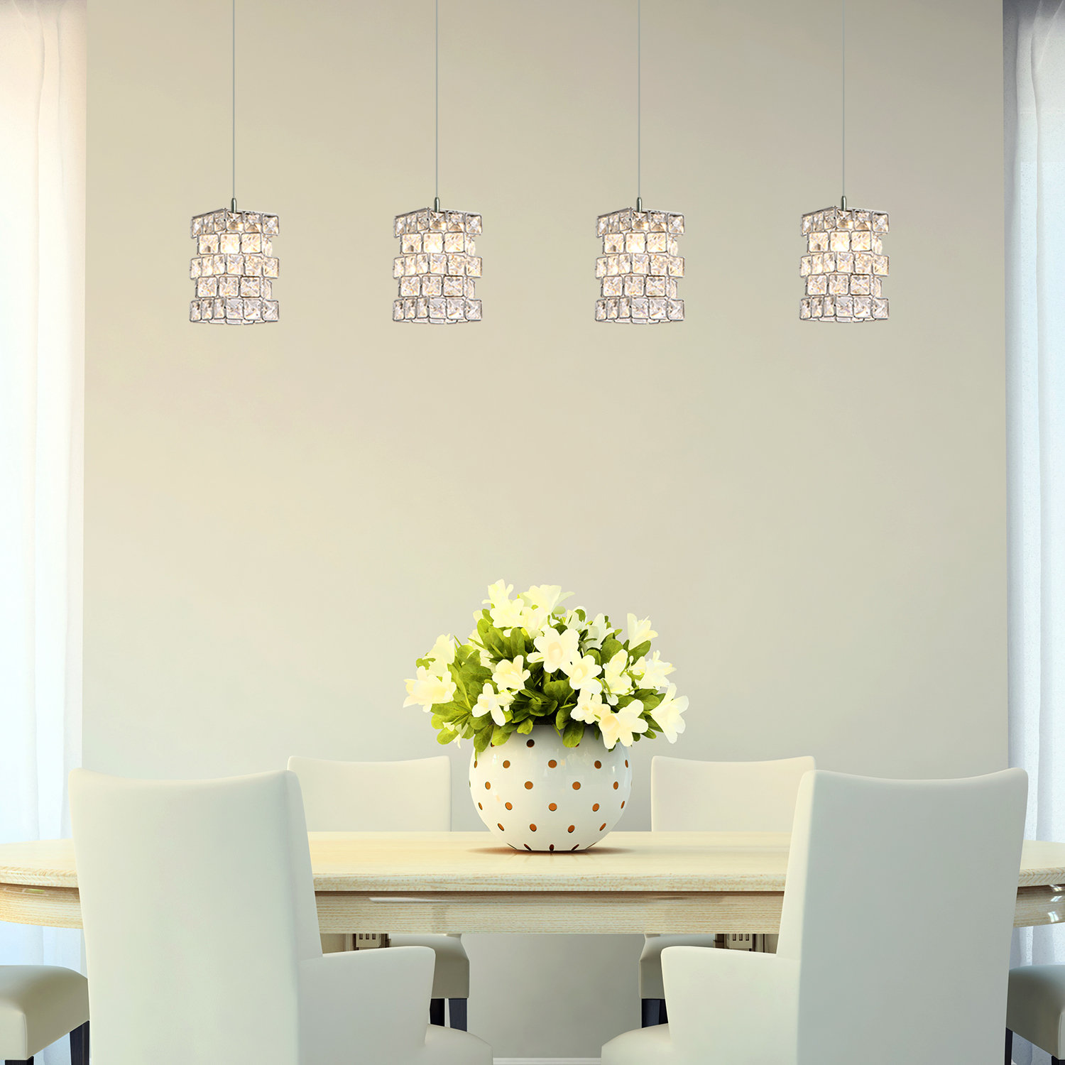 Mercer41 Tidwell 4-Light LED Cluster Square Pendant | Wayfair